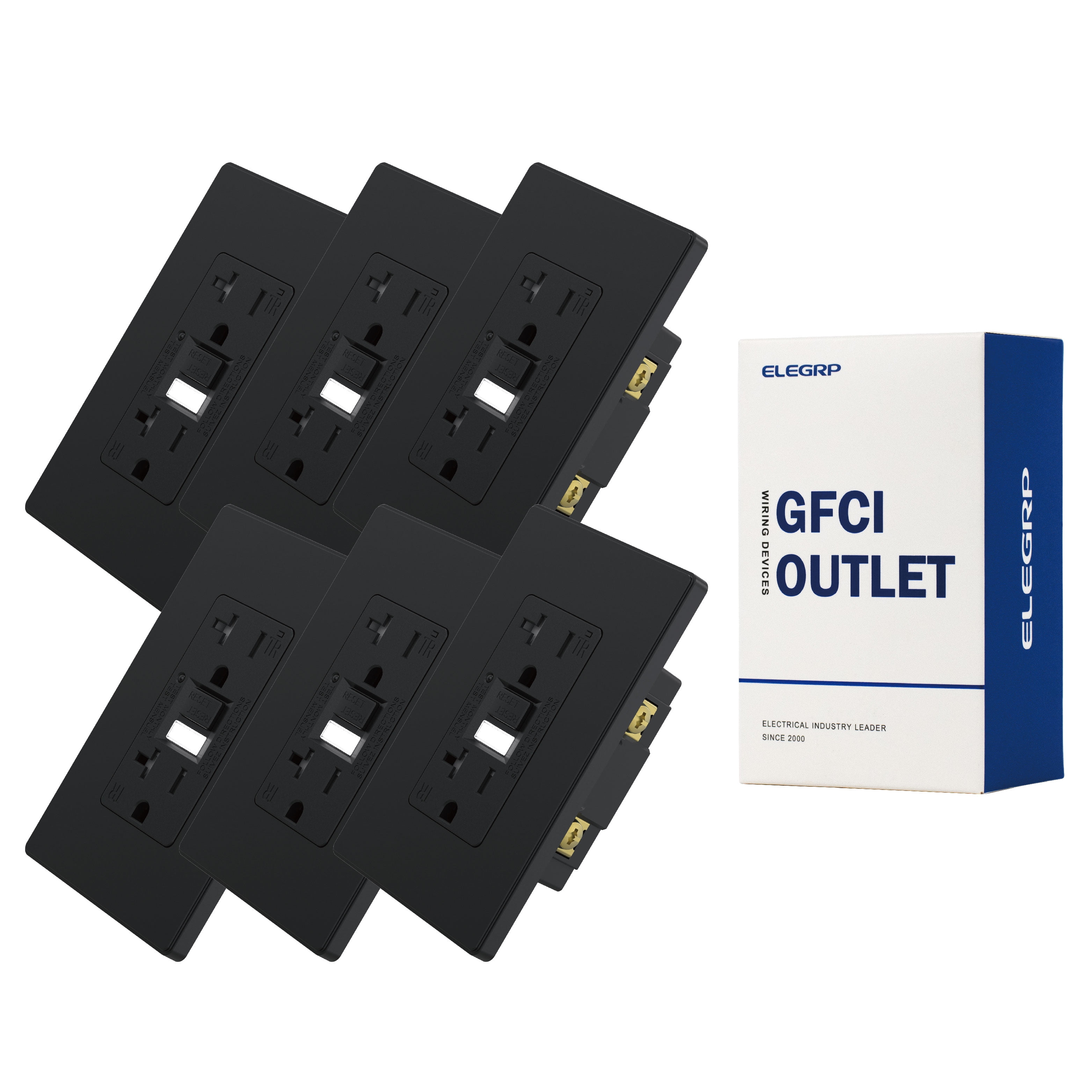 ELEGRP GFCI Outlet w/Nightlight, 20 Amp Self-Test GFI Electrical Outlet ...