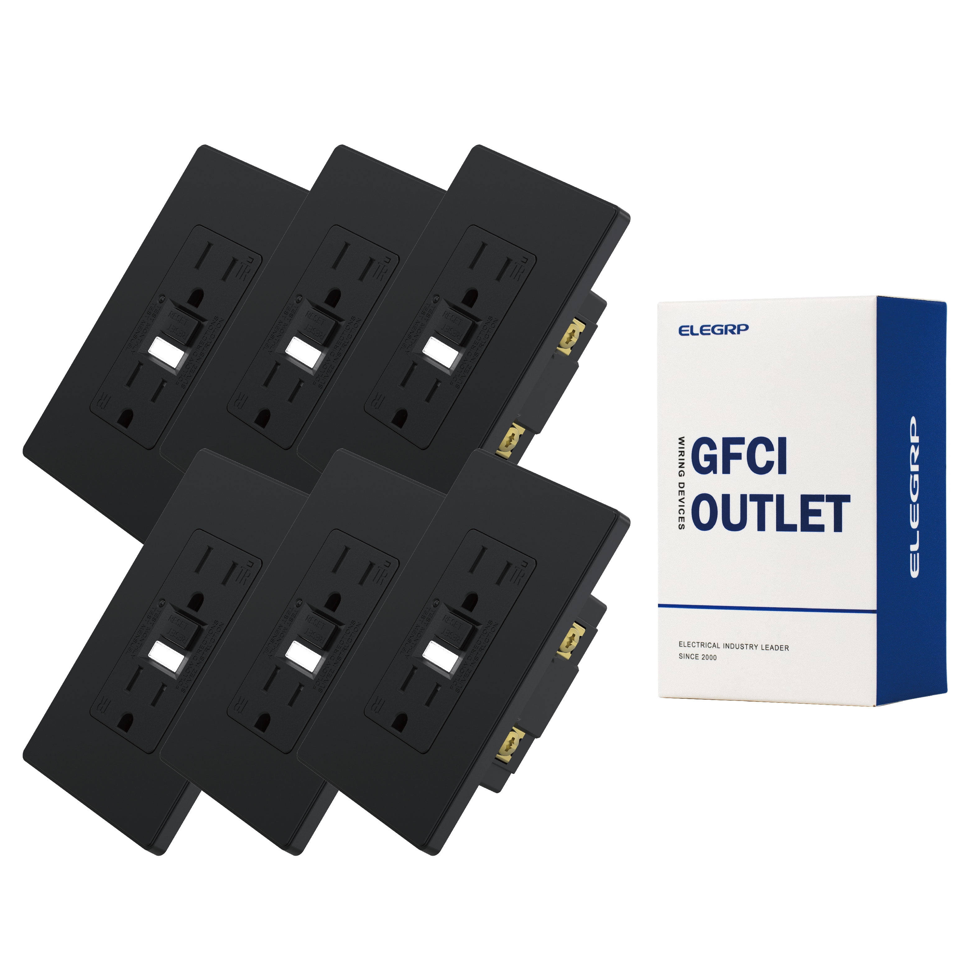 ELEGRP GFCI Outlet w/Nightlight, 15 Amp Self-Test GFI Electrical Outlet ...