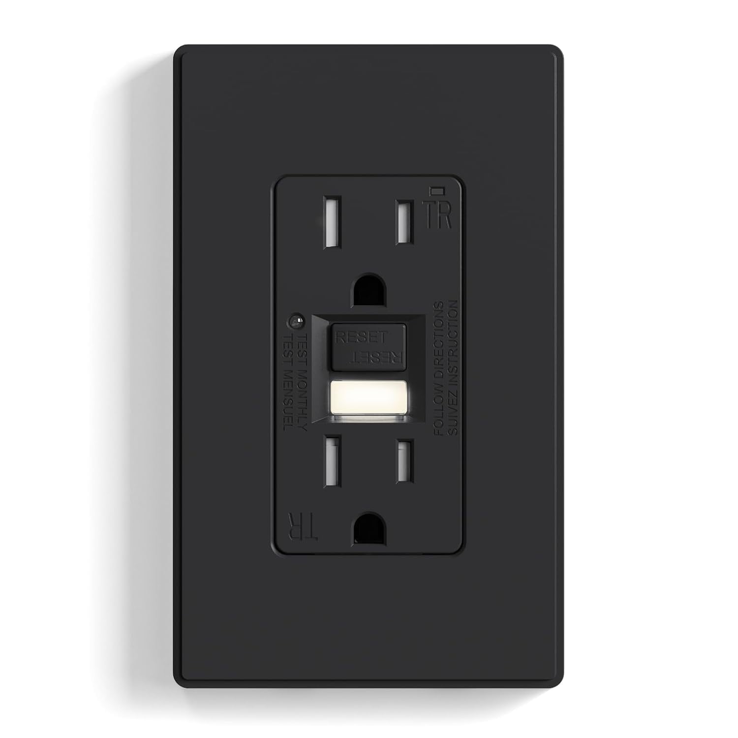 ELEGRP GFCI Outlet w/Nightlight, 15 Amp Self-Test GFI Electrical Outlet ...