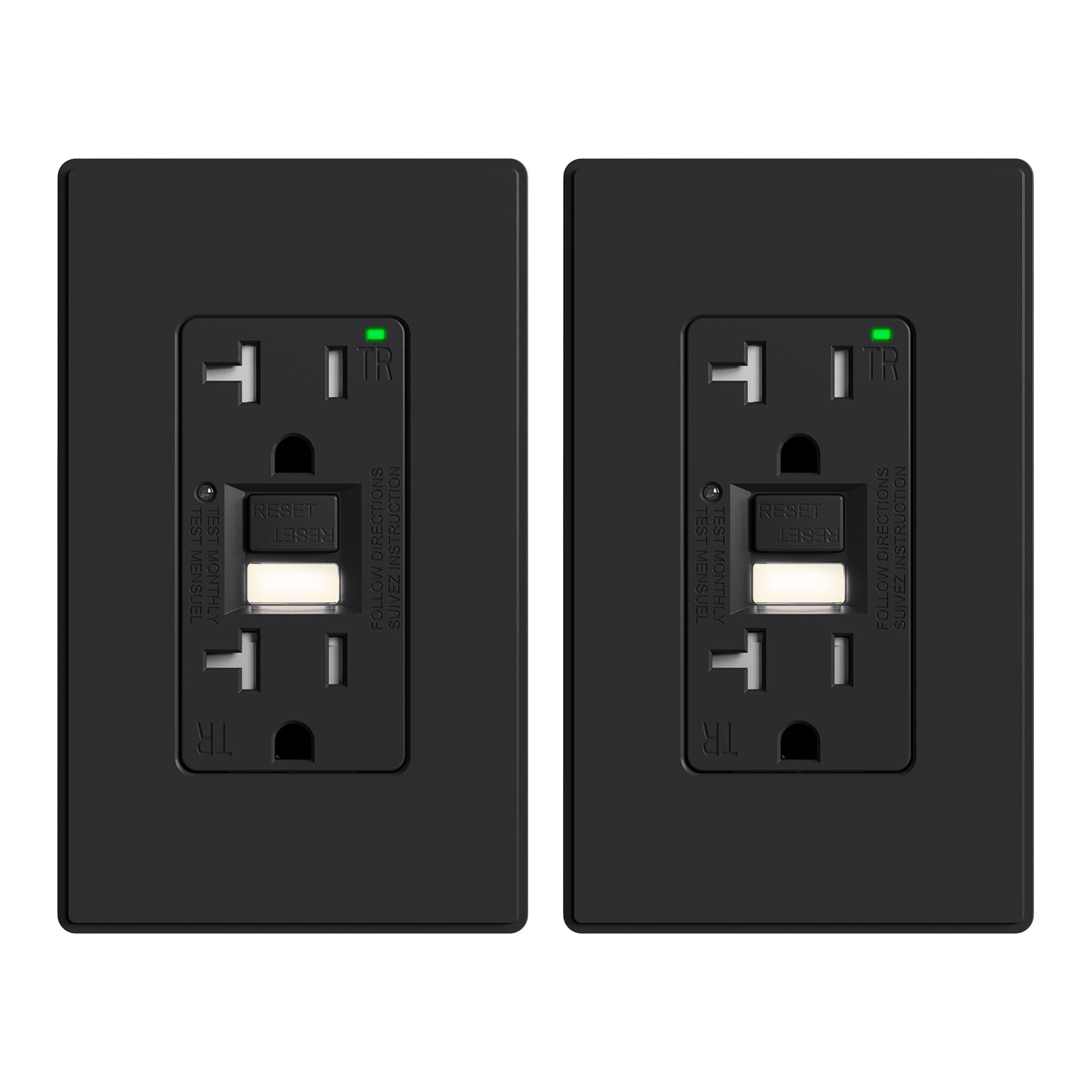 ELEGRP GFCI Outlet w/Nightlight, 20 Amp Self-Test GFCI Electrical ...