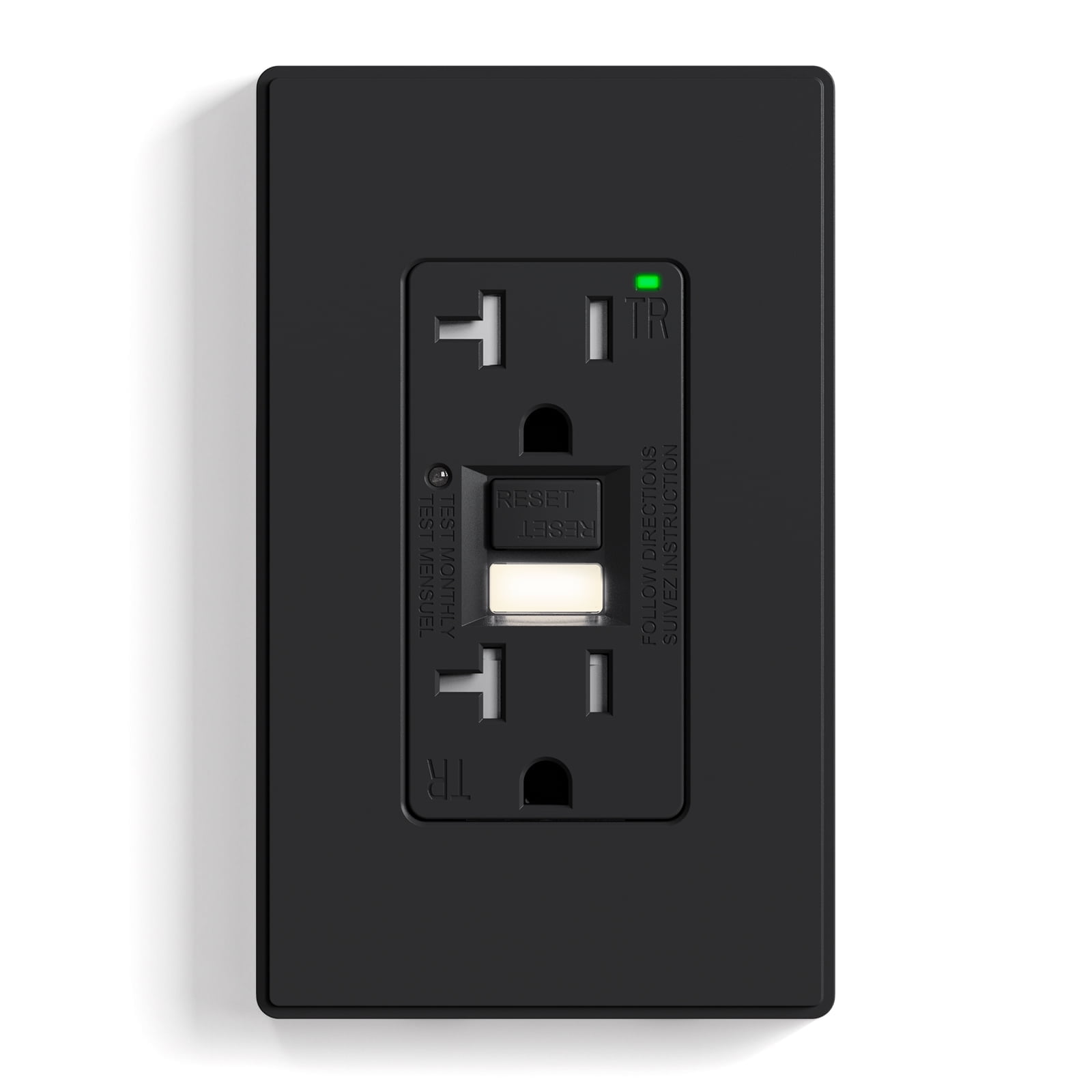 ELEGRP GFCI Outlet w/Nightlight, 20 Amp Self-Test GFCI Electrical ...