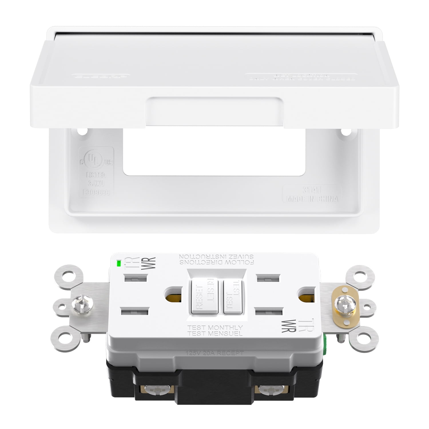 ELEGRP Horizontal Outdoor GFCI Outlet, Weather Resistant, 15 Amp Self ...