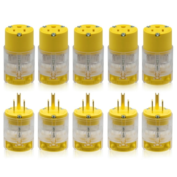 ELEGRP 15A 125V Lighted Straight Blade Plug & Connector Set, NEMA 5-15P ...