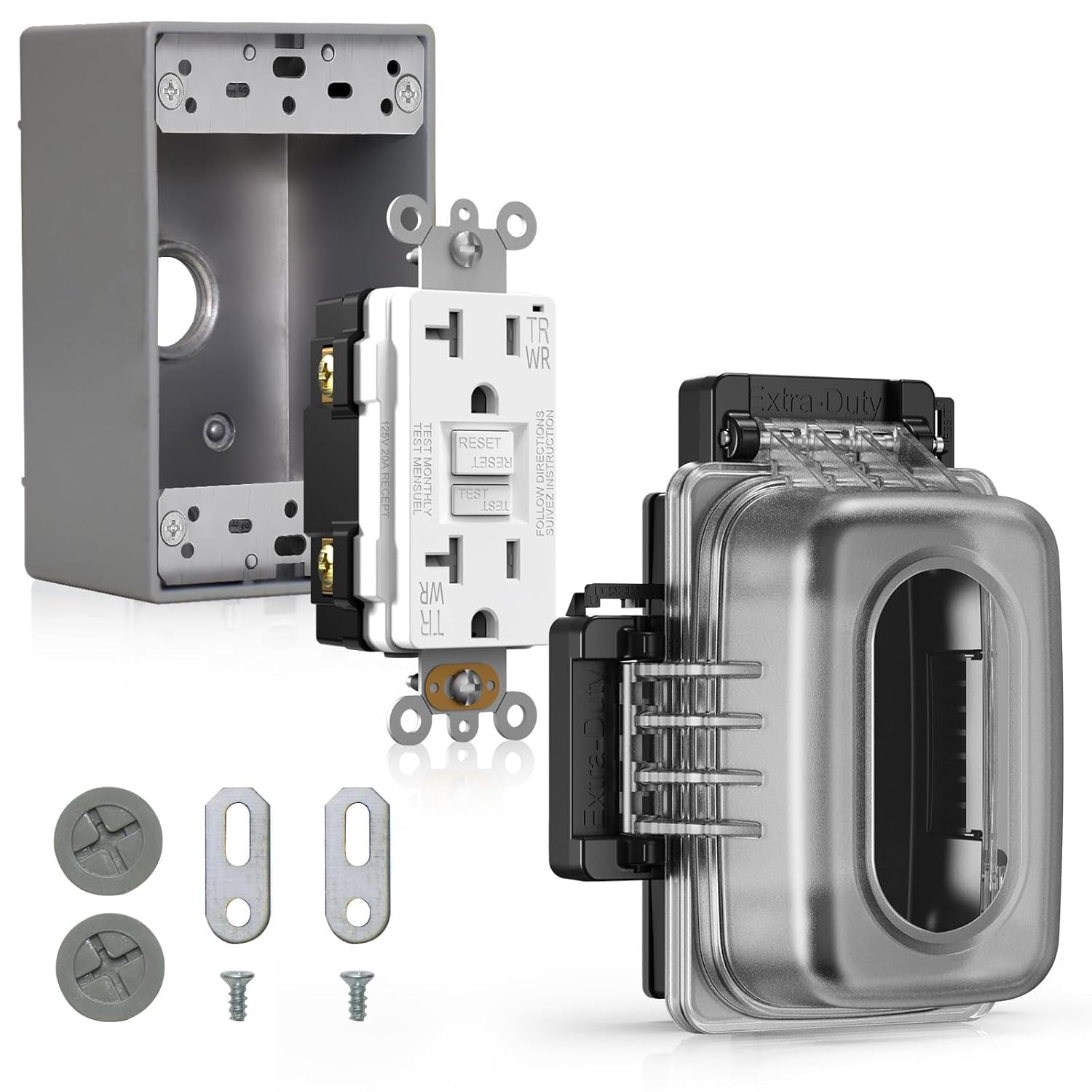 ELEGRP Outdoor GFCI Outlet with in Use Cover and Box Kit, 1 Gang, 20 ...