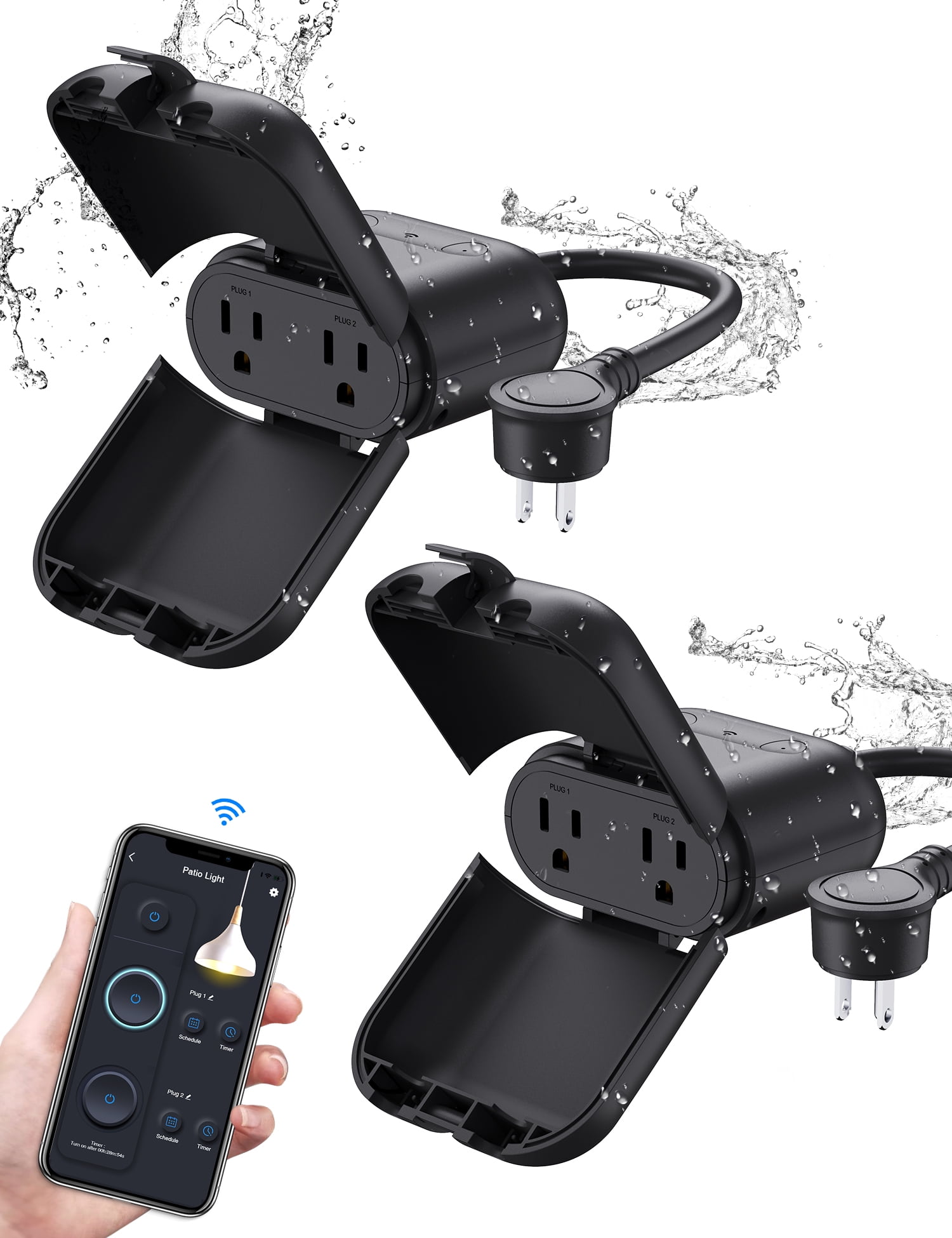 ELEGRP Outdoor Smart Plug, Smart Wi-Fi Outlet with Individually 2 ...