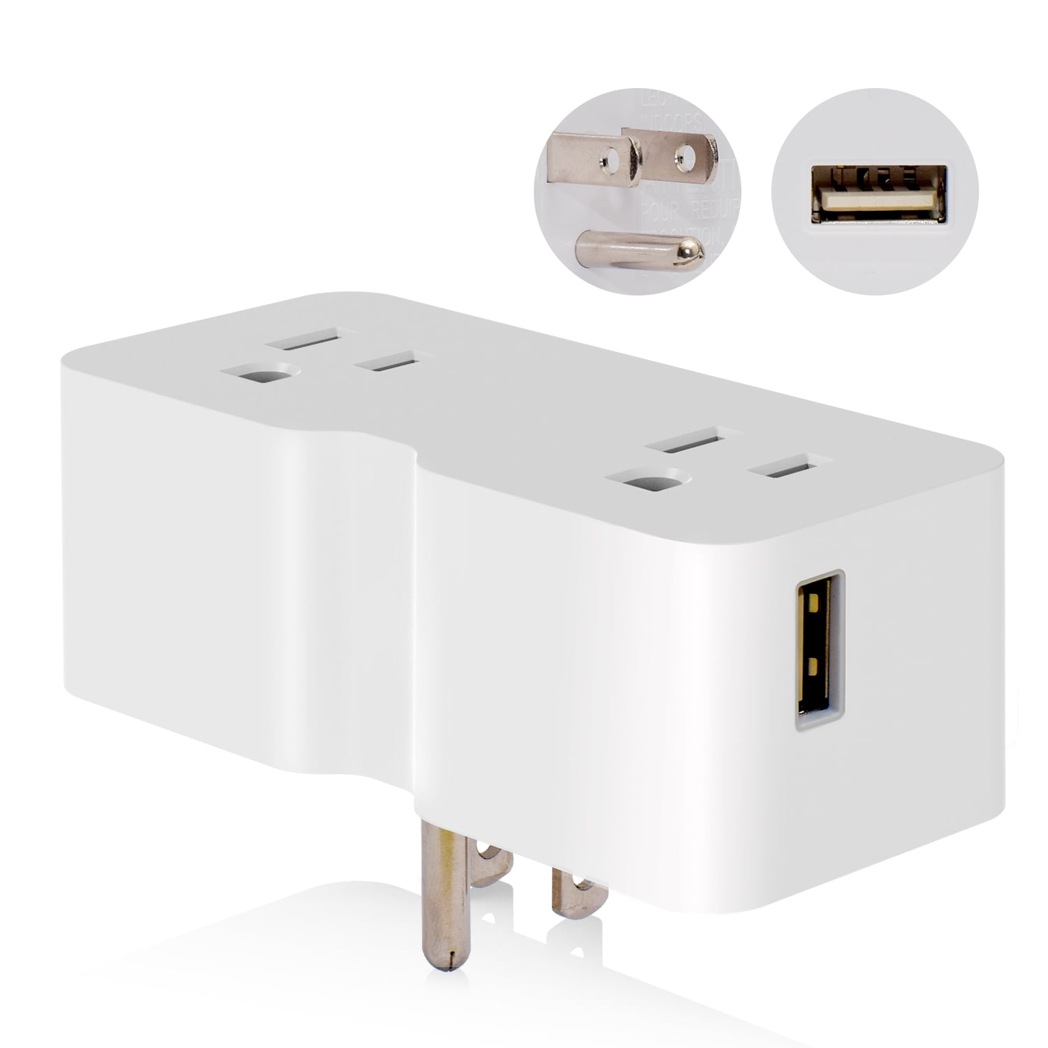 ELEGRP USB Wall Outlet Extender, Multi Plug Adapter with Two USB A ...