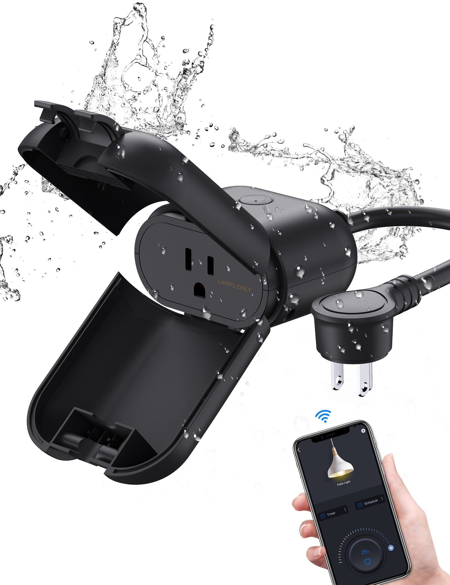 ELEGRP Smart Plug Outdoor Waterproof IP66, WiFi Plug Compatible with ...