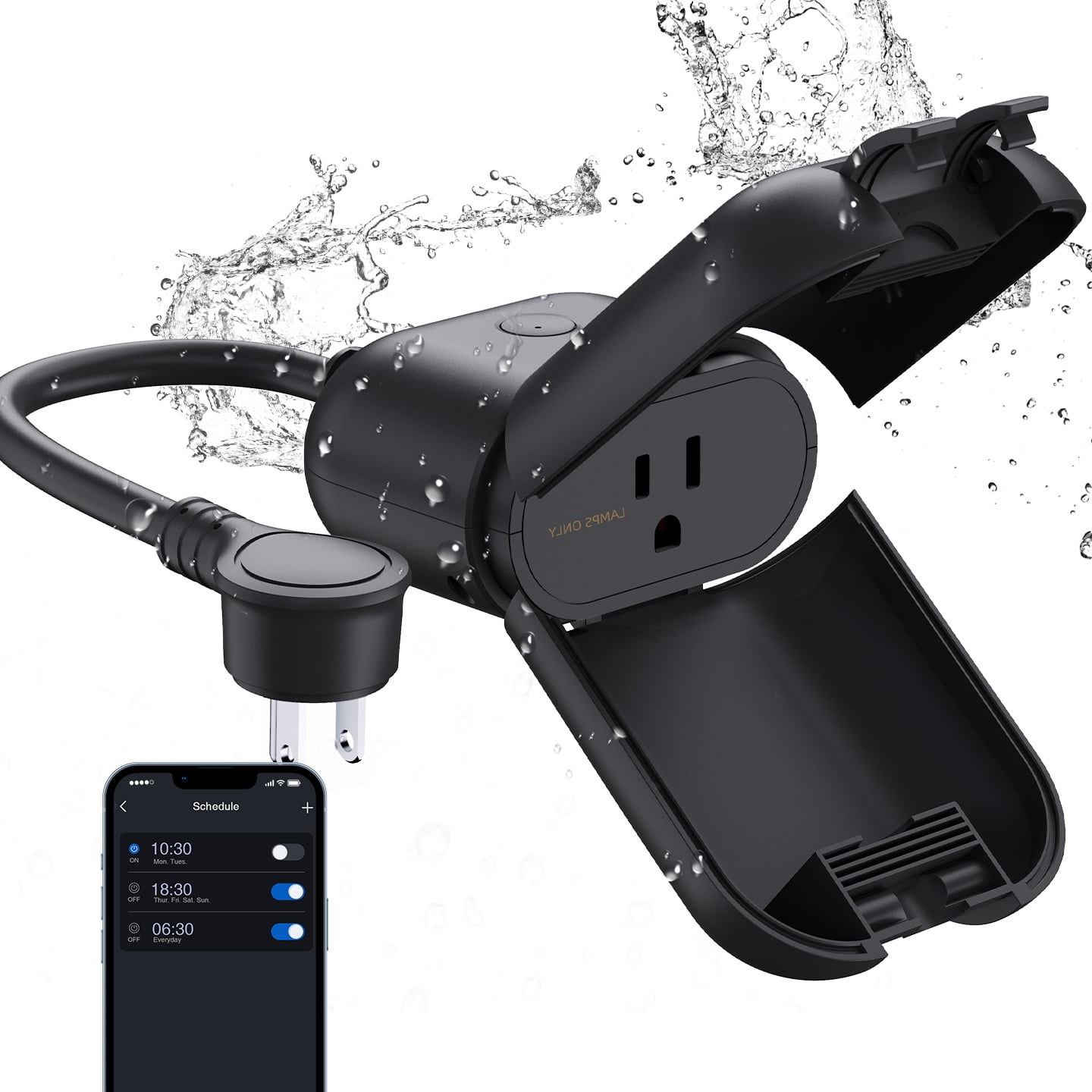 ELEGRP Smart Plug Outdoor Waterproof IP66, WiFi Plug Compatible with ...