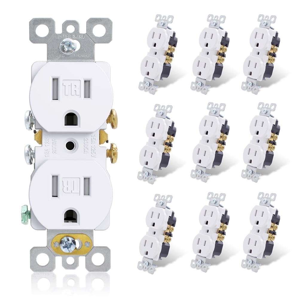 Duplex Receptacle Tamper-Resistant, 15A 125V Standard Electrical Duplex ...