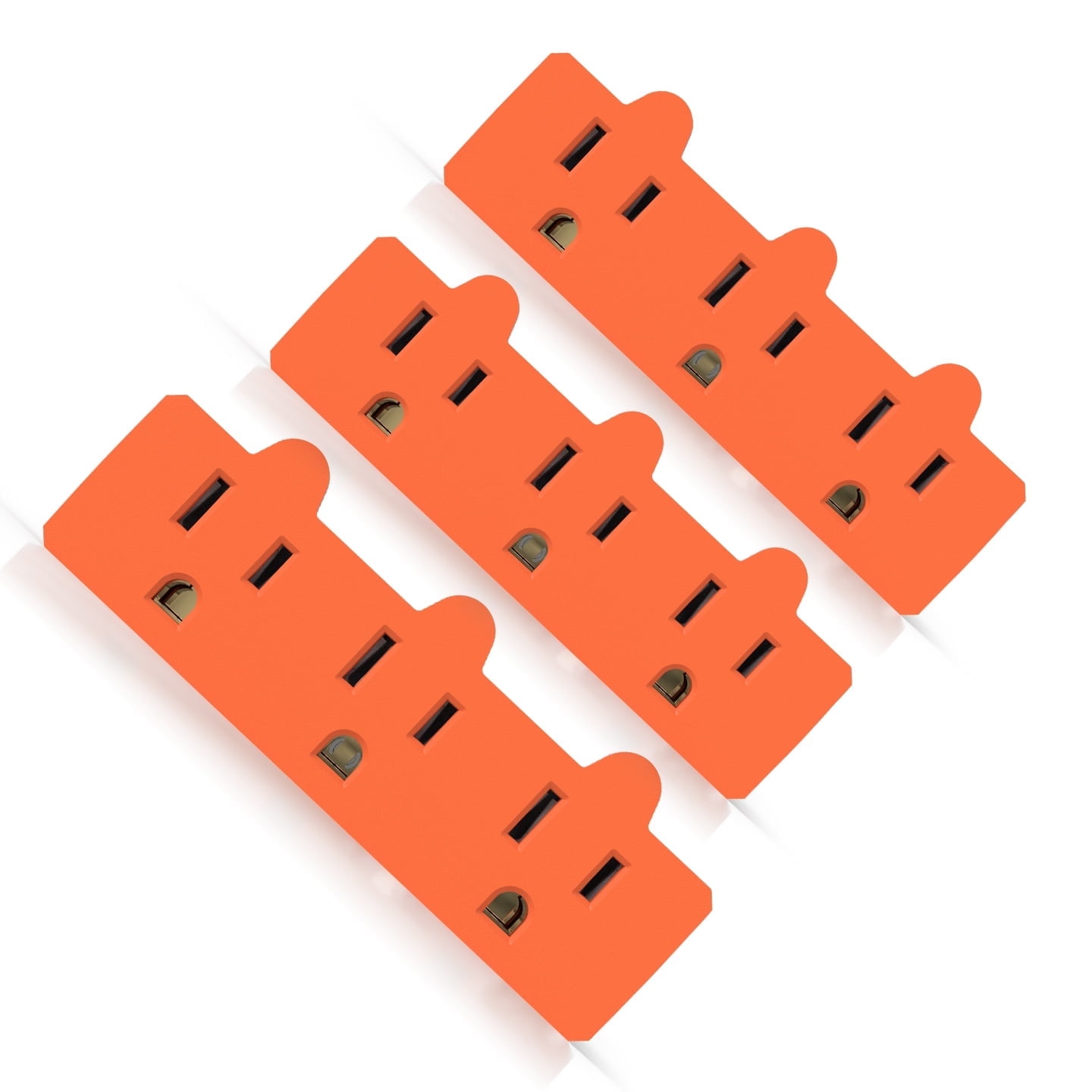 Triple Outlet Extender, Heavy Duty 3-Prong Grounded Wall Tab, 3-Outlet ...