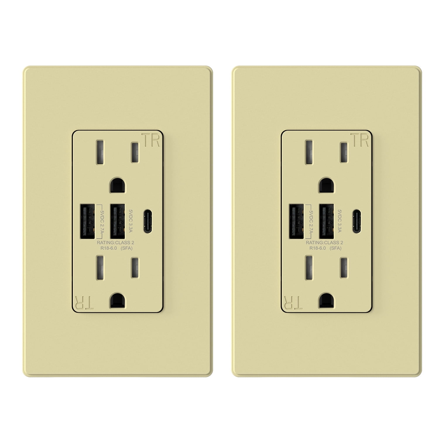 USB Outlets Receptacles, 3 Port USB C Wall Outlet, 30W 6.0A USB ...