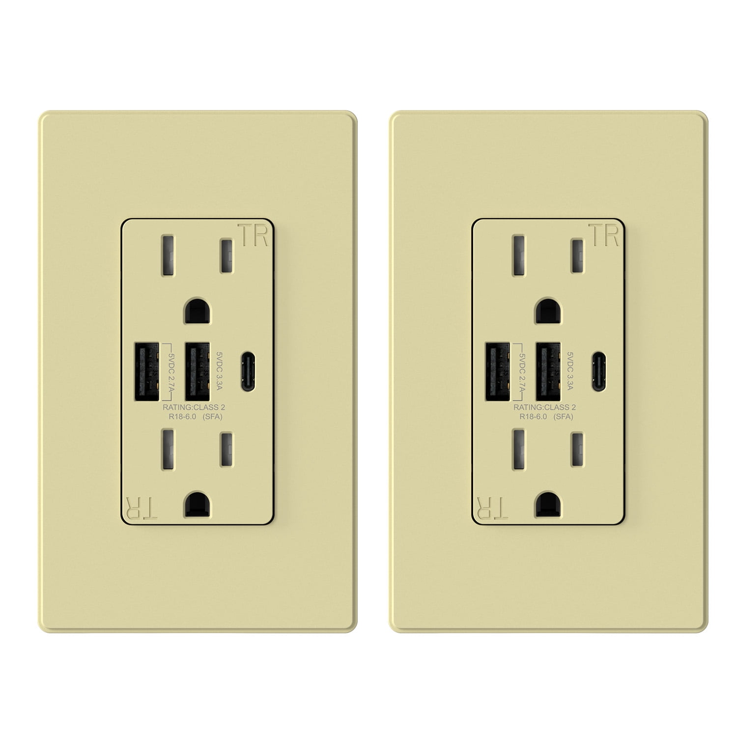 USB Outlets Receptacles, 3 Port USB C Wall Outlet, 30W 6.0A USB ...