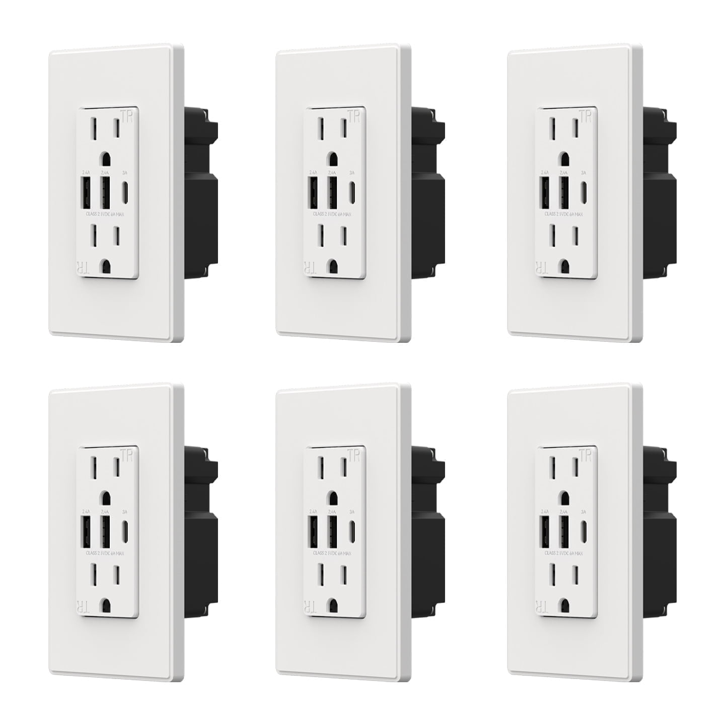USB Outlets Receptacles, 3-Port USB C Wall Outlet, 30W 6.0A USB ...