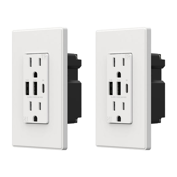 ELEGRP USB Outlets Receptacles, 3-Port Wall Outlet, 30W 6.0A Electrical ...