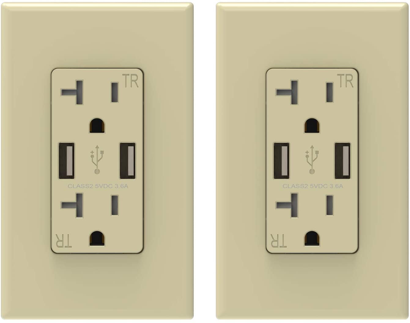 ELEGRP USB Wall Outlet, Ivory Duplex Receptacle with Dual USB Charging ...