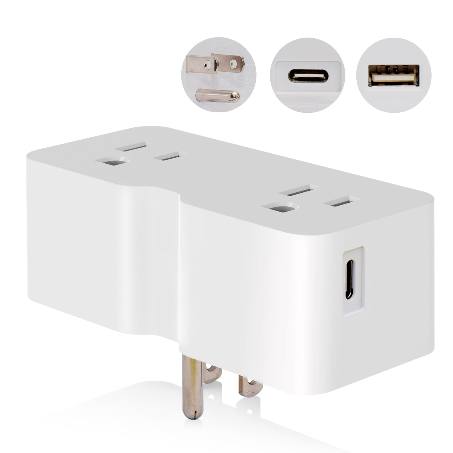 ELEGRP USB Wall Outlet Extender, Multi Plug Outlet Splitter with 21W ...
