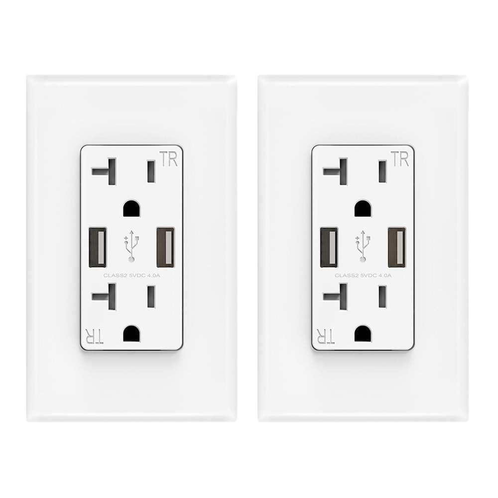 ELEGRP USB Wall Outlet Receptacle with Dual 4.0 A USB Ports, 20 Amp ...