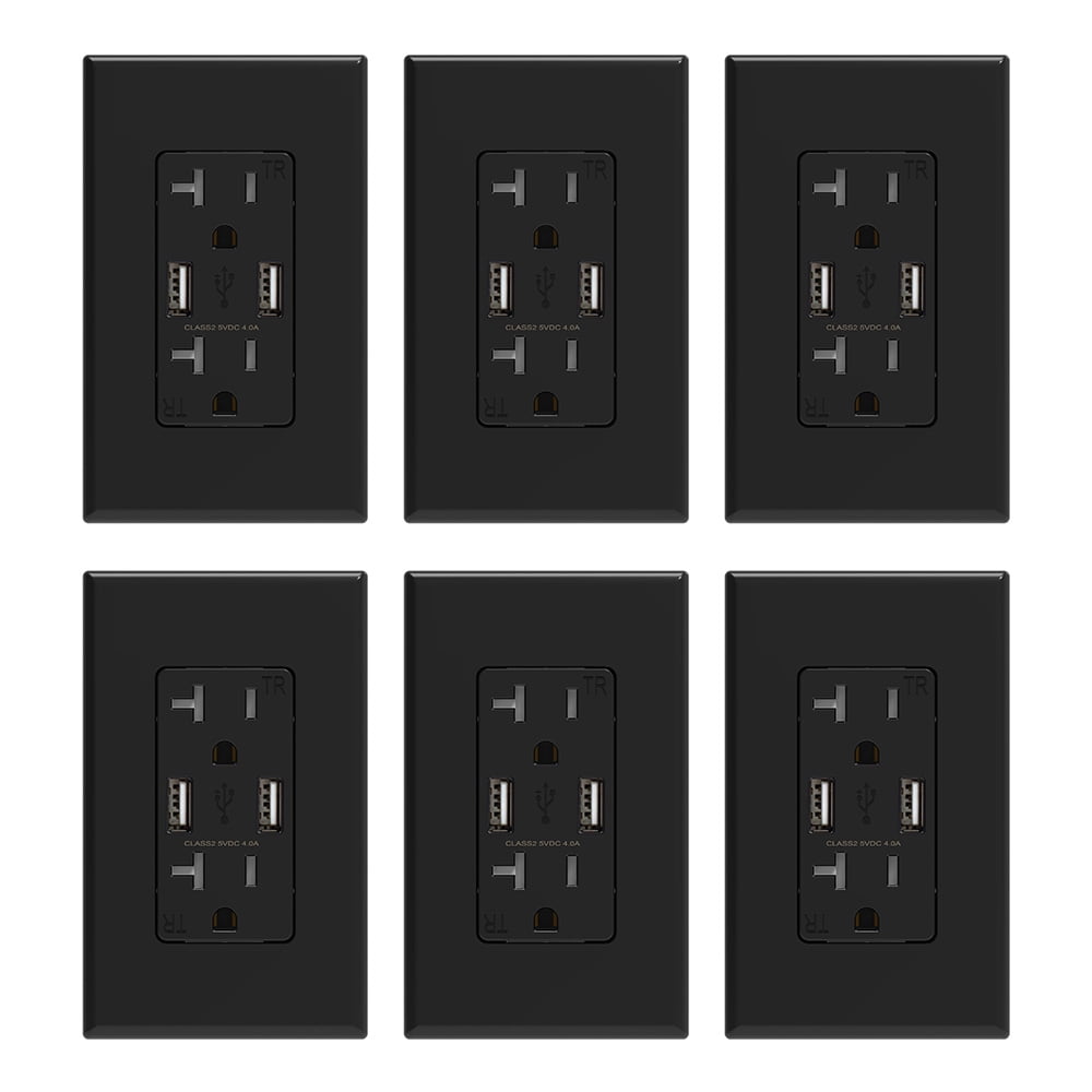 ELEGRP USB Wall Outlet Receptacle with Dual 4.0 A USB Ports, 20 Amp ...