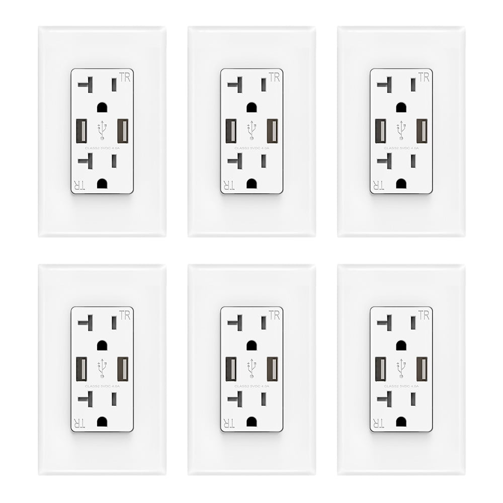 ELEGRP USB Wall Outlet Receptacle with Dual 4.0 A USB Ports, 20 Amp ...