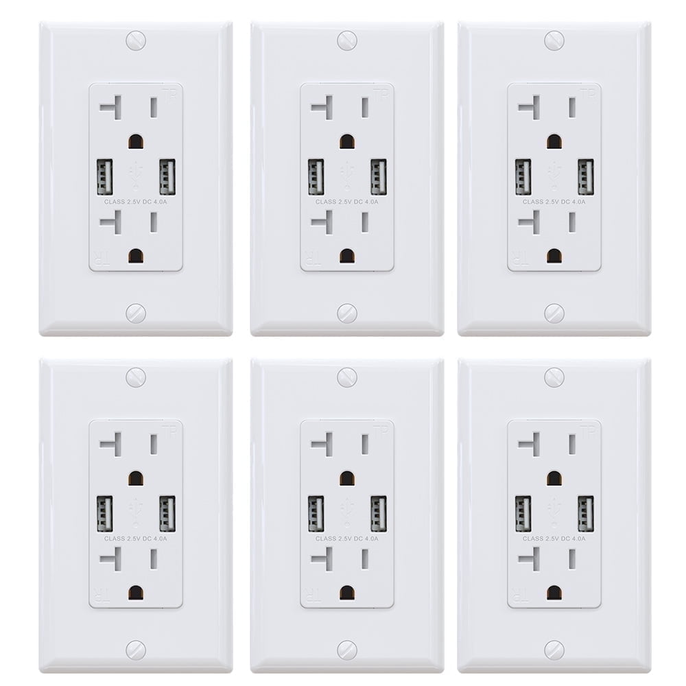 ELEGRP 4.0 Amp Dual USB Outlets Receptacles with Type A port,20 Amp ...