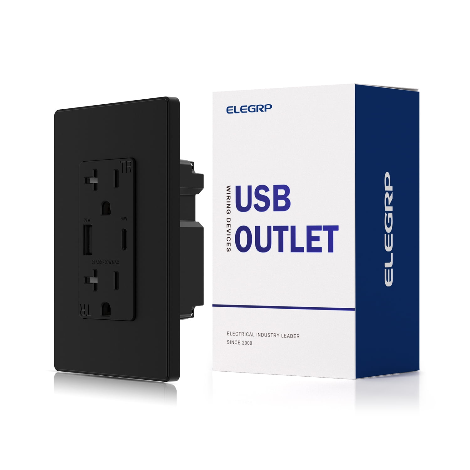 ELEGRP USB Wall Outlet Receptacles, Each USB Port with 30W Ultral Speed ...