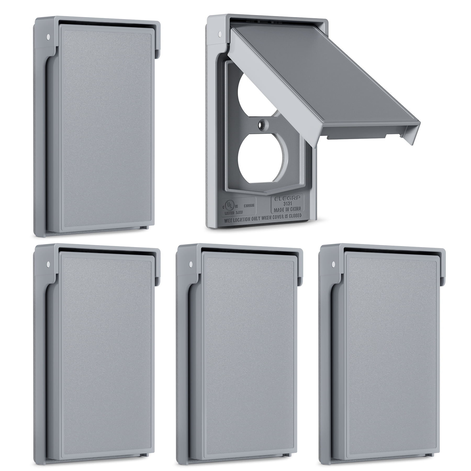 ELEGRP Vertical Outdoor Cover for Duplex Receptacles, Weatherproof Wall ...