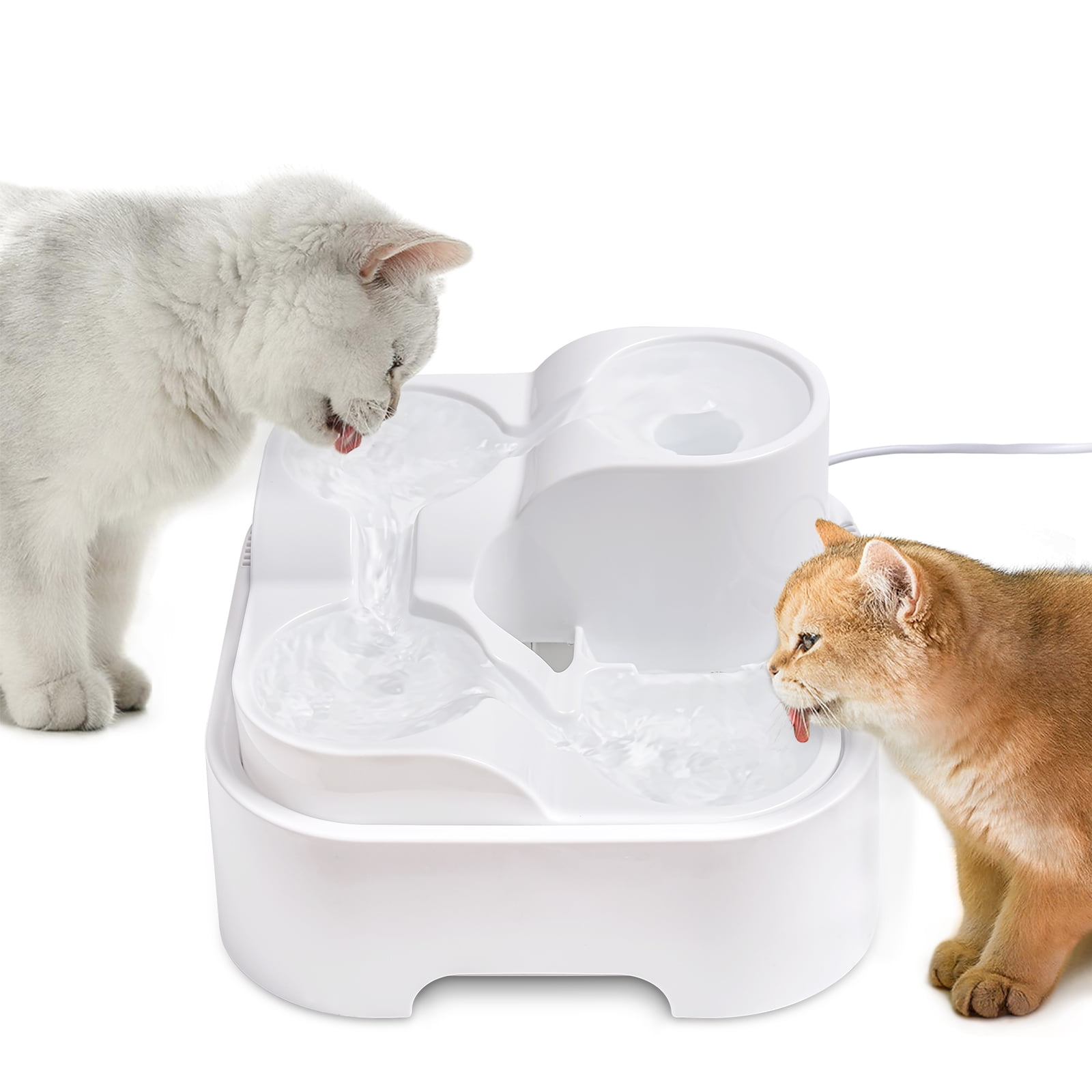 ELEGX Indoor Powered Kitty 2L Cat Water Fountain with LED Light, Carbon ...