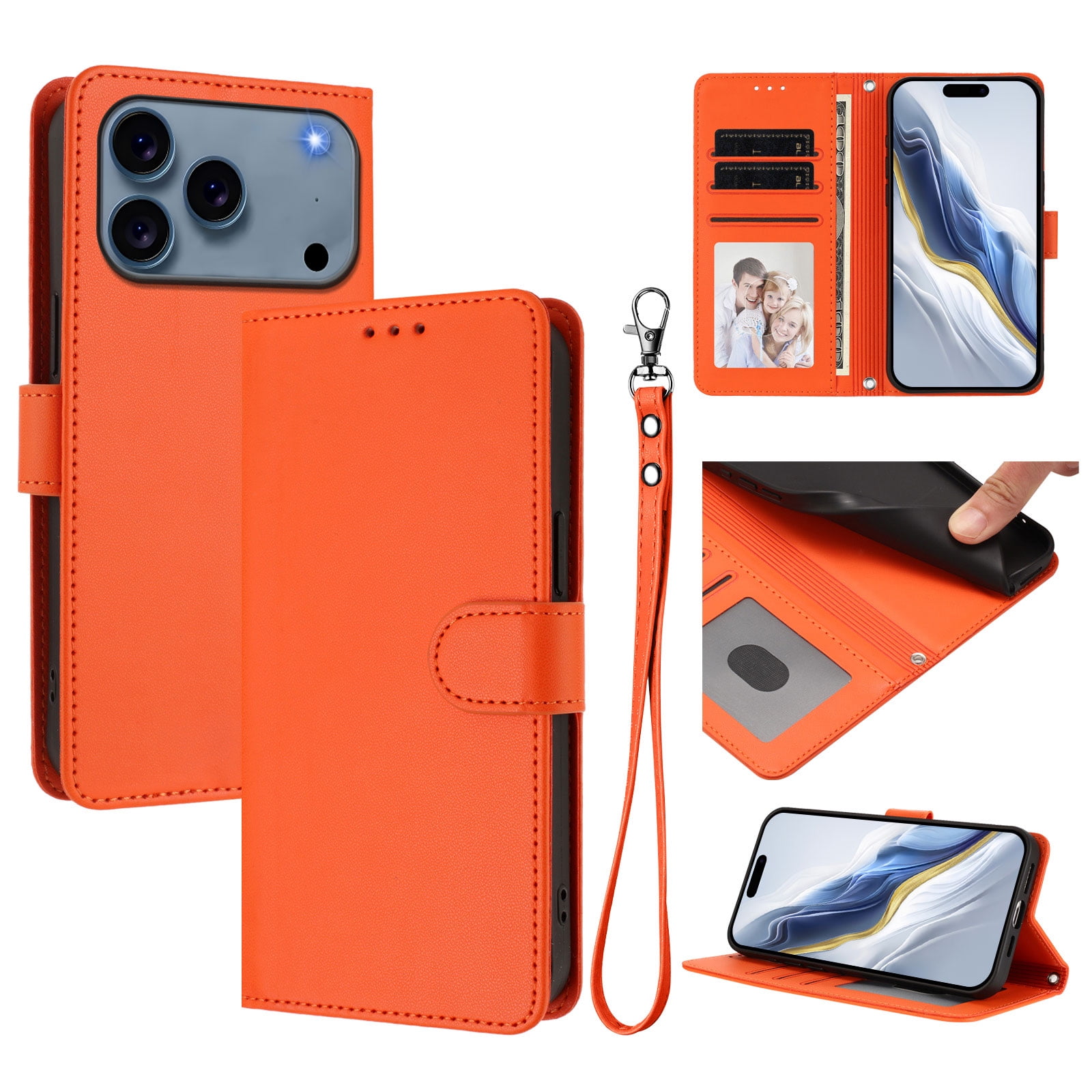 ELEHOLD For iPhone 17 Pro Max Flip PU Leather Wallet Case with Credit ...