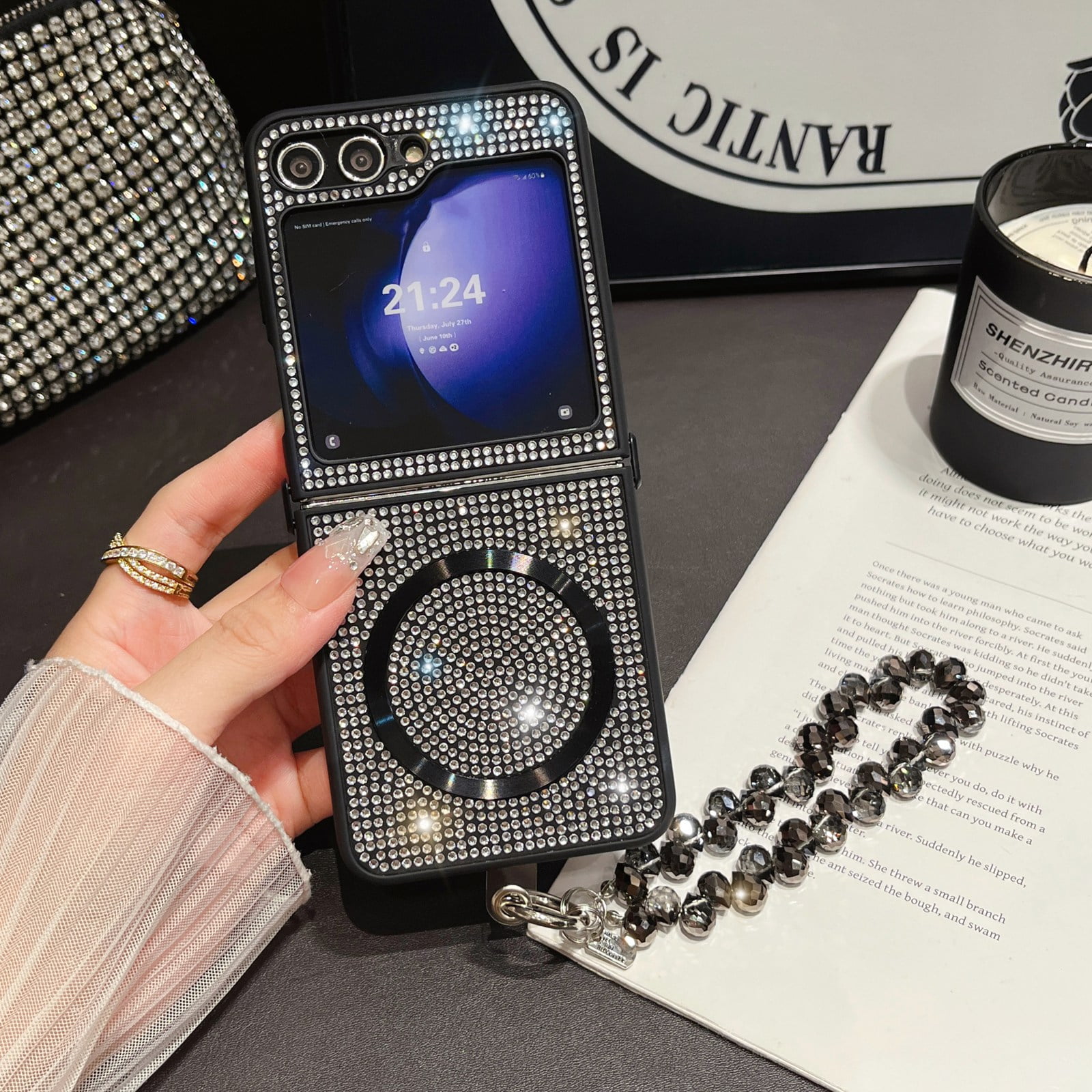 ELEHOLD Bling Magnetic Case for Samsung Galaxy Z Flip 7 2025,Full ...