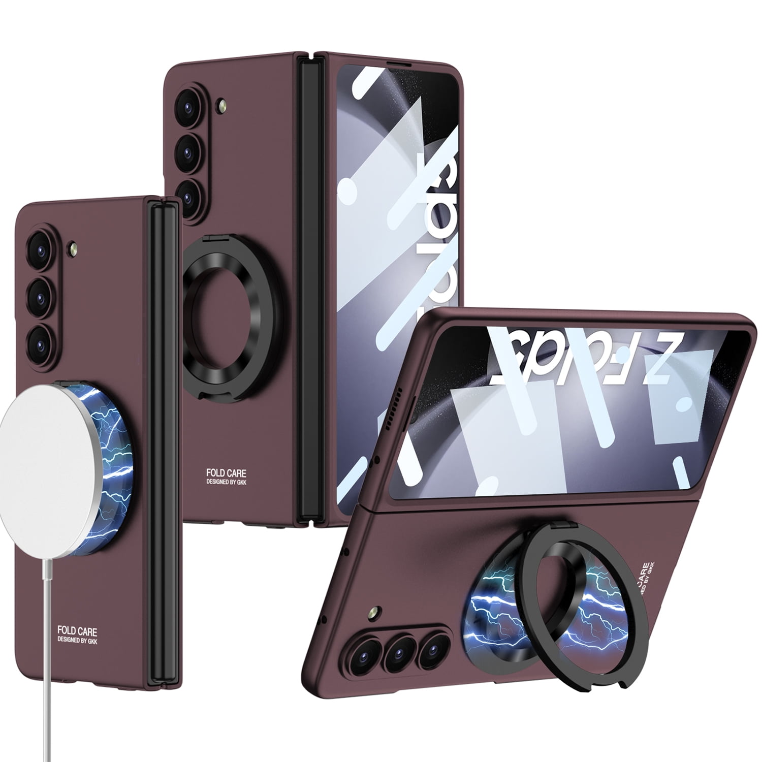 ELEHOLD Case for Samsung Galaxy Z Fold 5, Magnetic Kickstand Ultra Thin ...