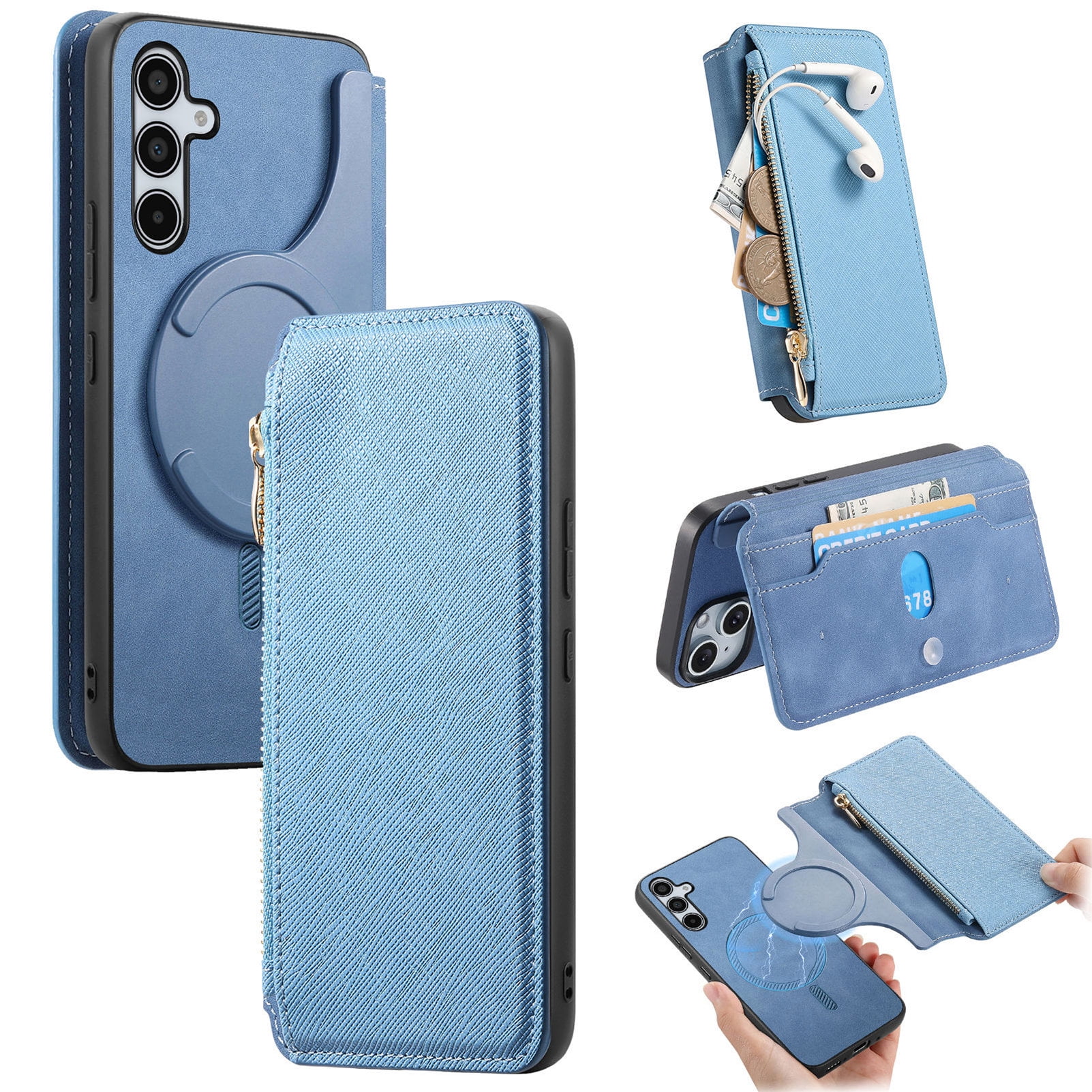 ELEHOLD Case for Samsung Galaxy A55, Magnetic Detachable Flip Business ...
