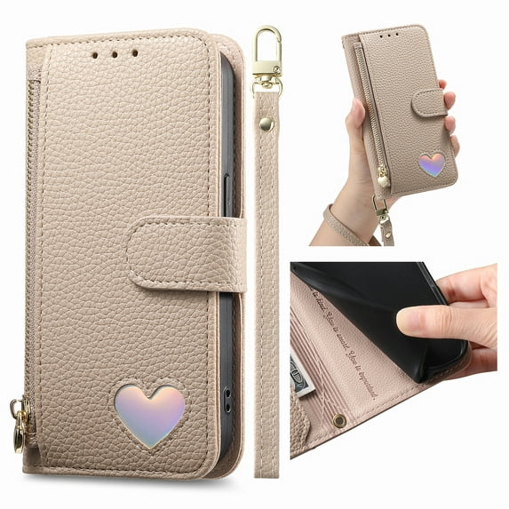 ELEHOLD Case for Samsung Galaxy S24, Shockproof Zipper Leather Wallet ...