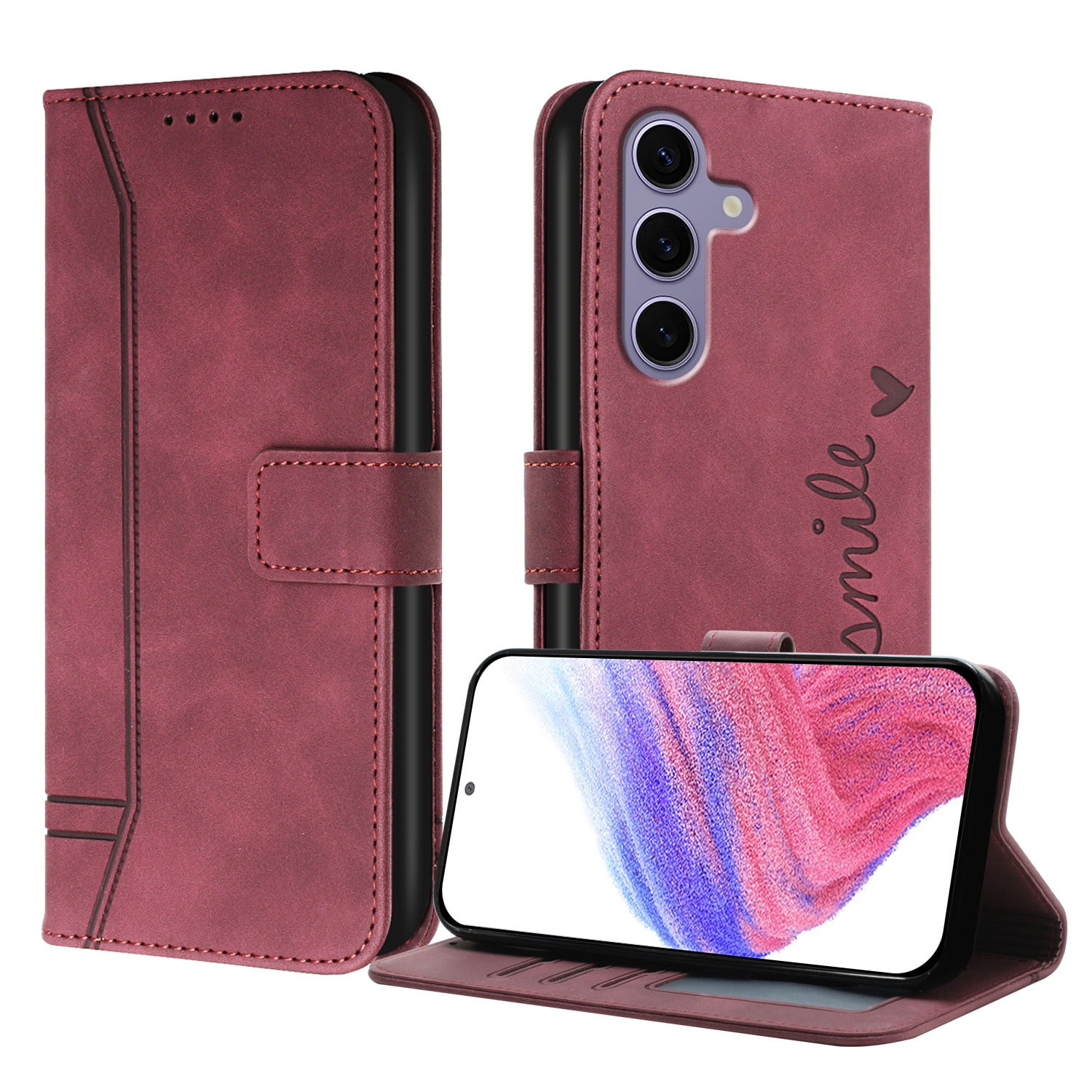 ELEHOLD Case for Samsung Galaxy S25, Shockproof Leather Wallet Phone ...