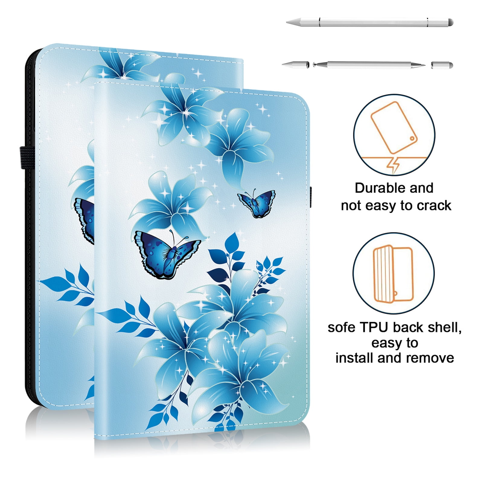 ELEHOLD Case for Samsung Galaxy Tab A9, Shockproof PU Leather Flip Case ...