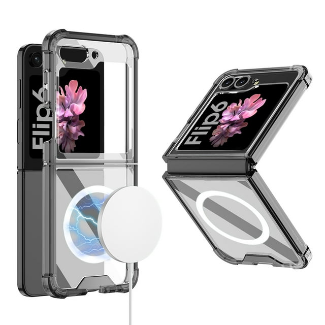 ELEHOLD Case for Samsung Galaxy Z Flip 7, Transparent Magnetic Phone ...