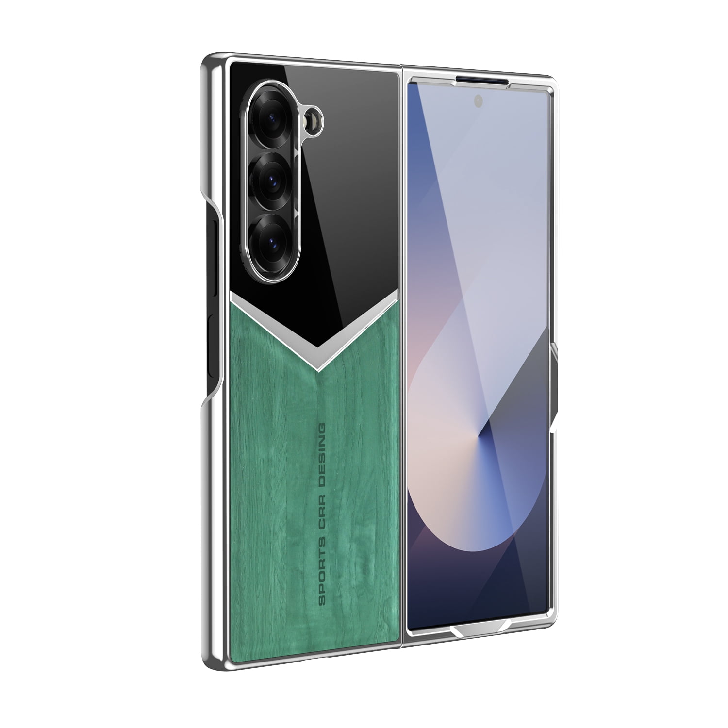 ELEHOLD Case for Samsung Galaxy Z Fold 3, Plated Wood Texture Leather ...