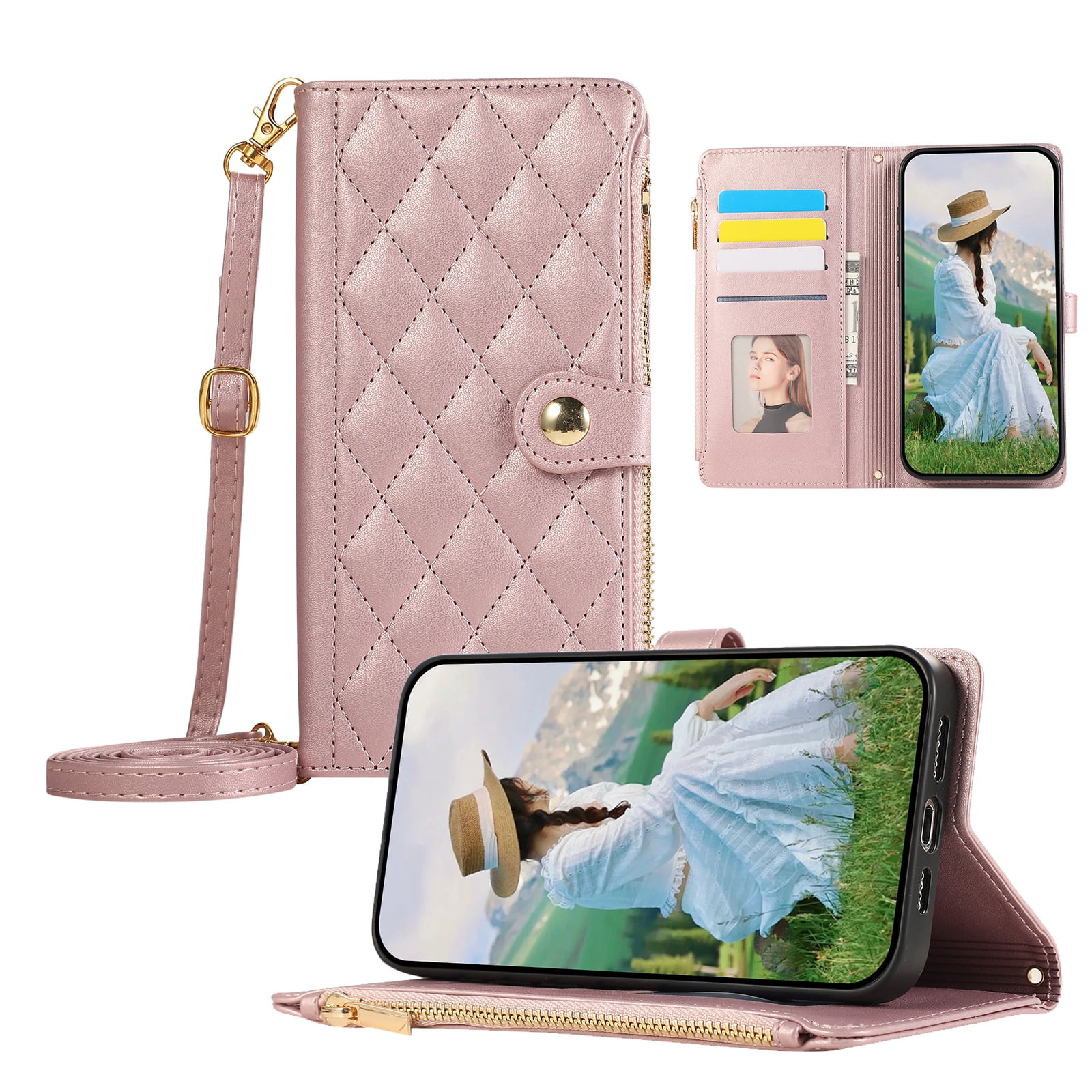 ELEHOLD Case for Samsung Galaxy Z Fold 3, Shockproof PU Leather Zipper ...