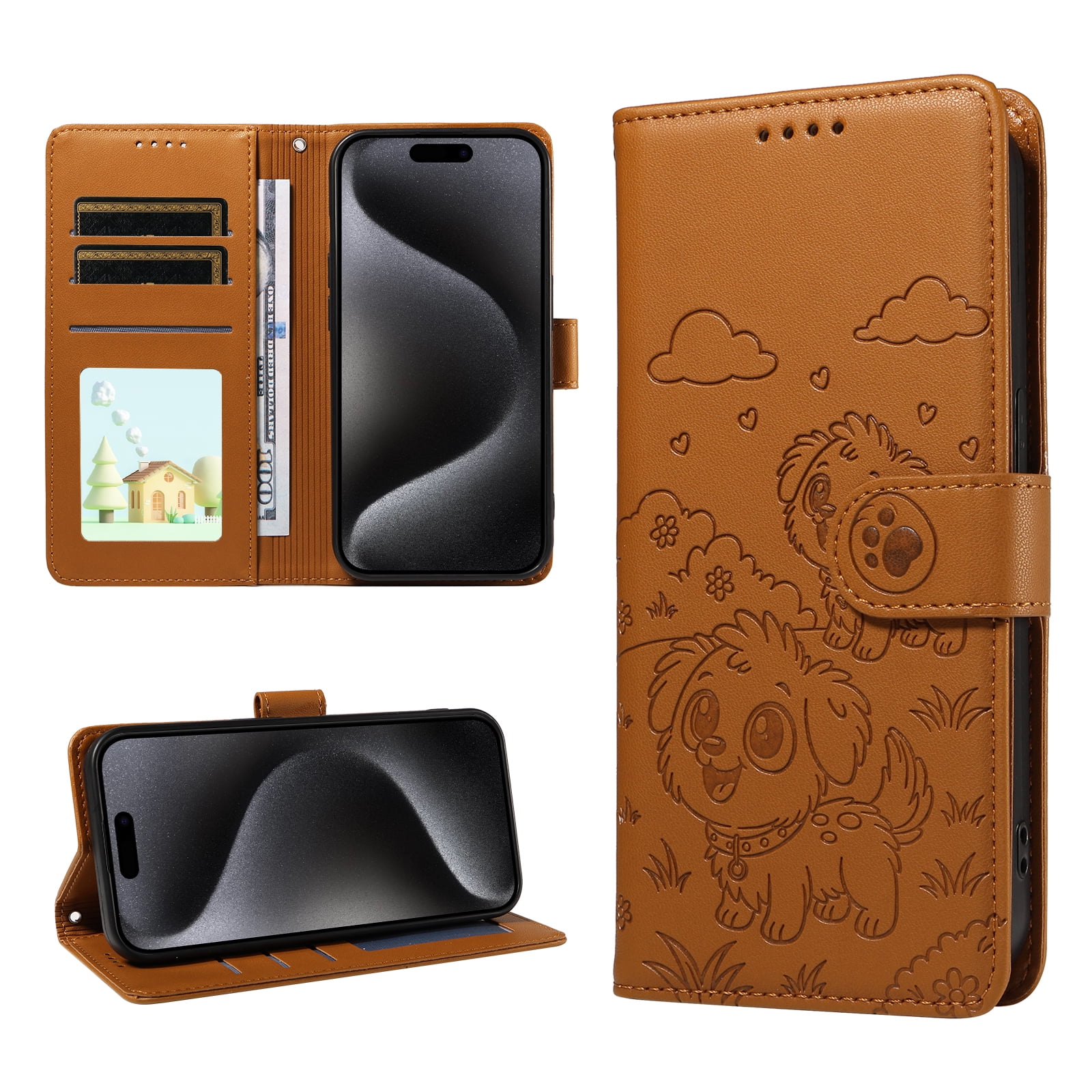 ELEHOLD Case for iPhone 12 Pro Max, Cute Dog Print RFID Blocking ...