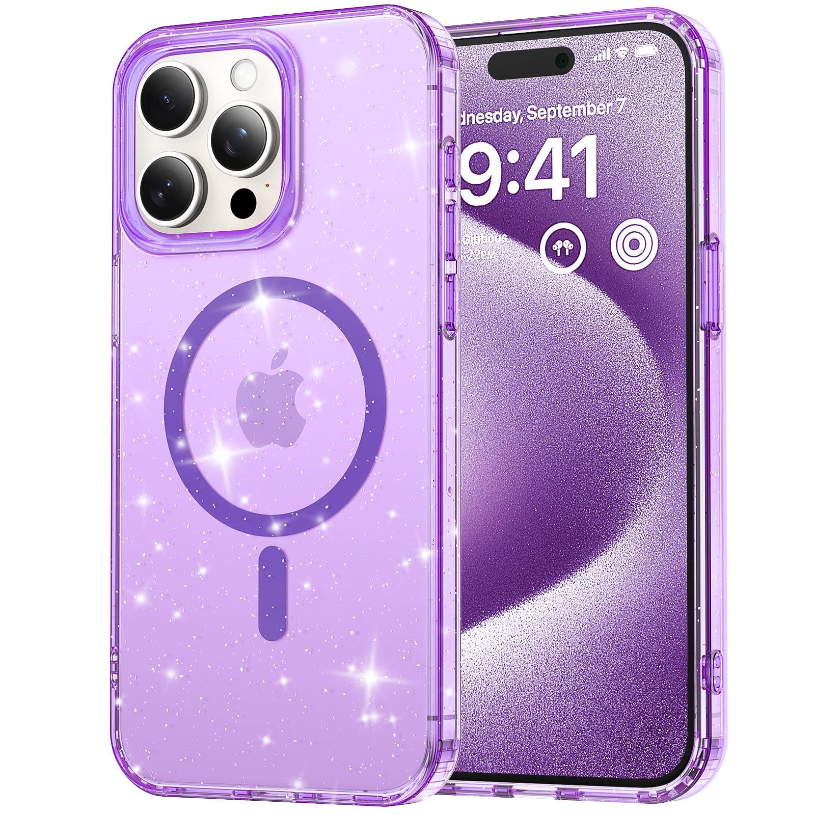 ELEHOLD Case for iPhone 14 Pro Max, Clear Glitter Anti-Yellow Anti ...