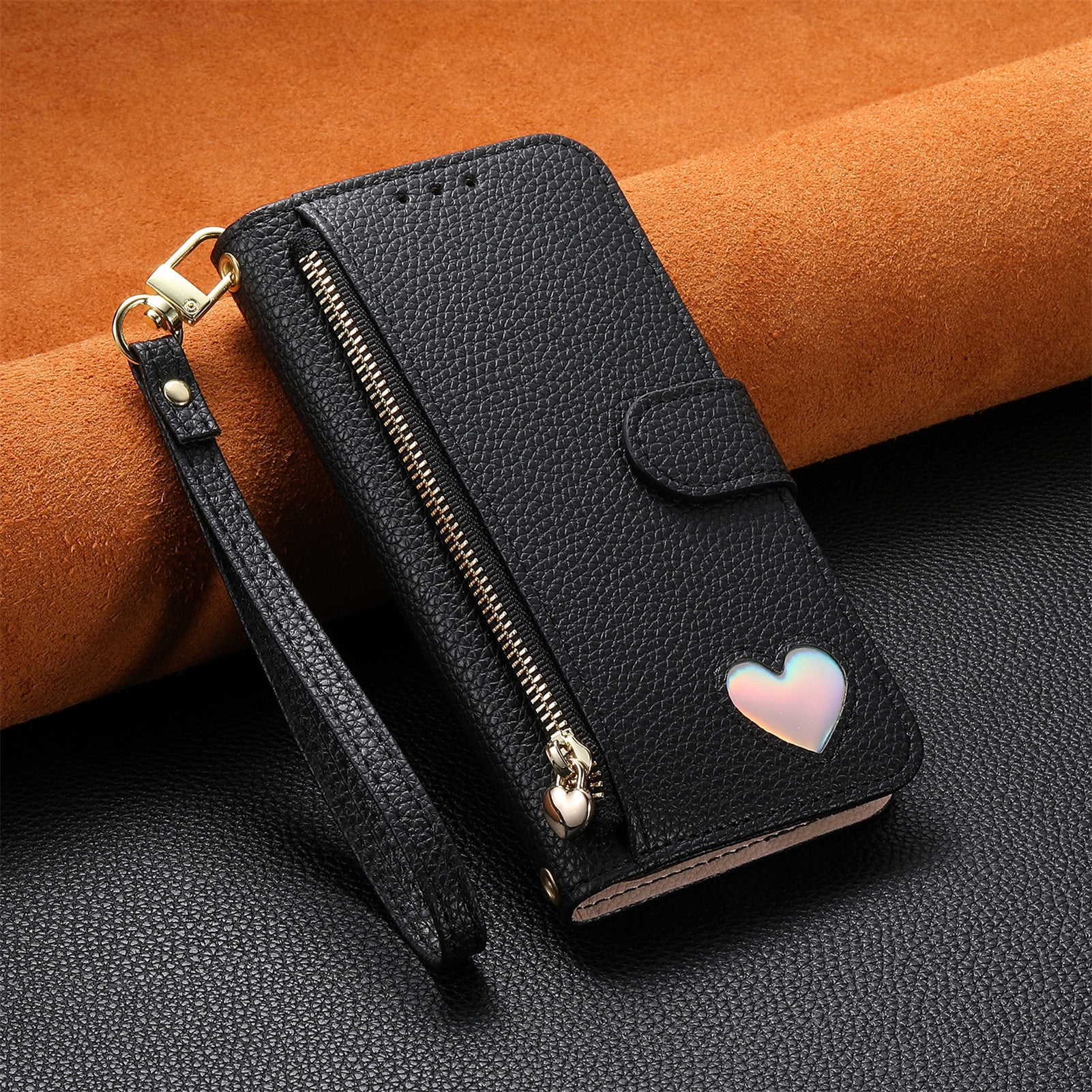 ELEHOLD Case for iPhone 15 Pro Max, Shockproof Zipper Leather Wallet ...