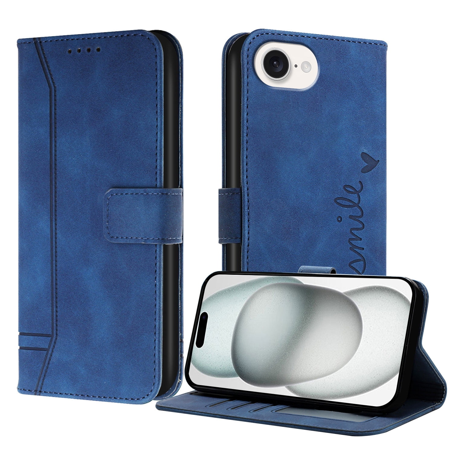 ELEHOLD Case for iPhone 16e, Shockproof Leather Wallet Phone Case with ...