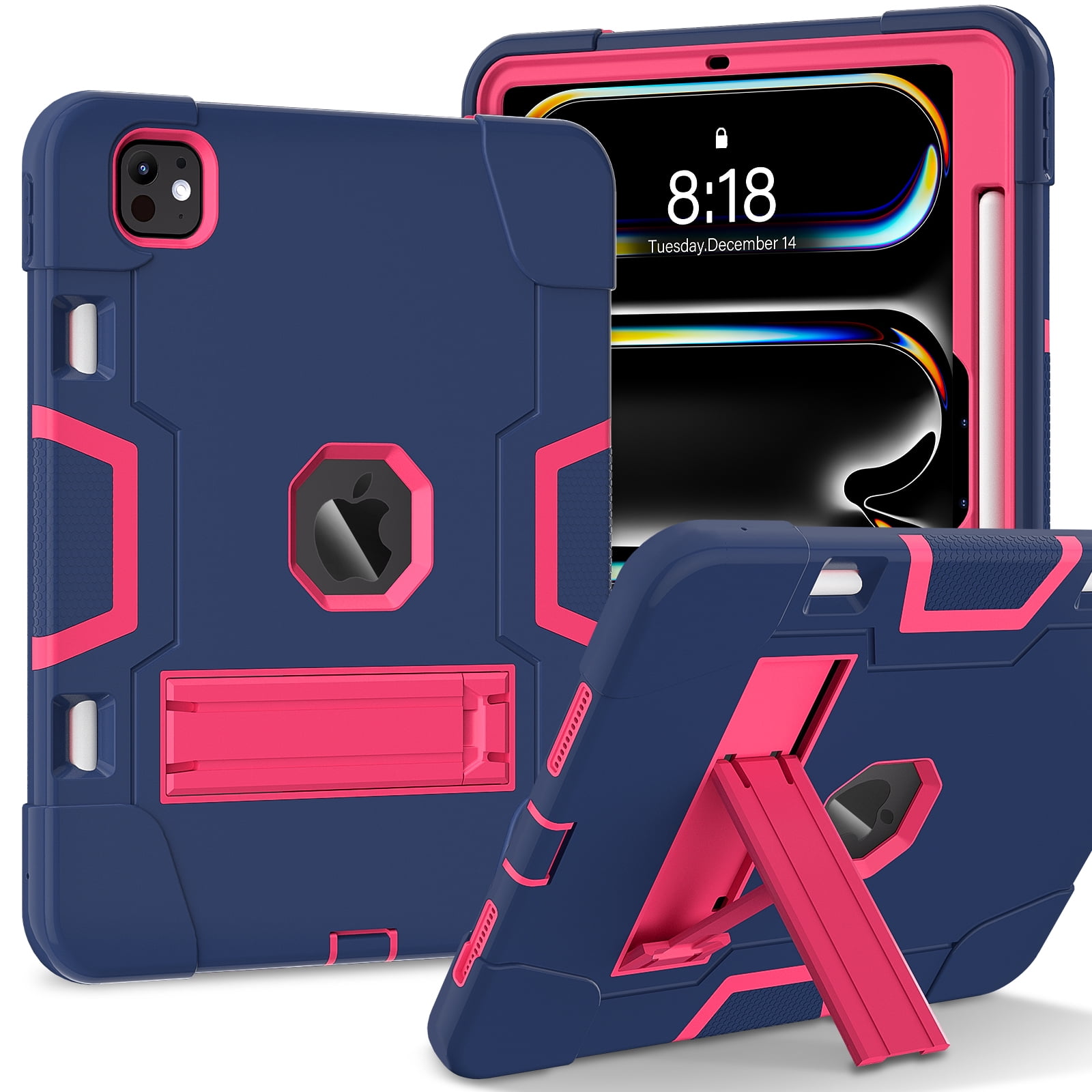 ELEHOLD Case for iPad Pro 11 inch (M4) 2024,Heavy Duty Hard PC Silicone ...