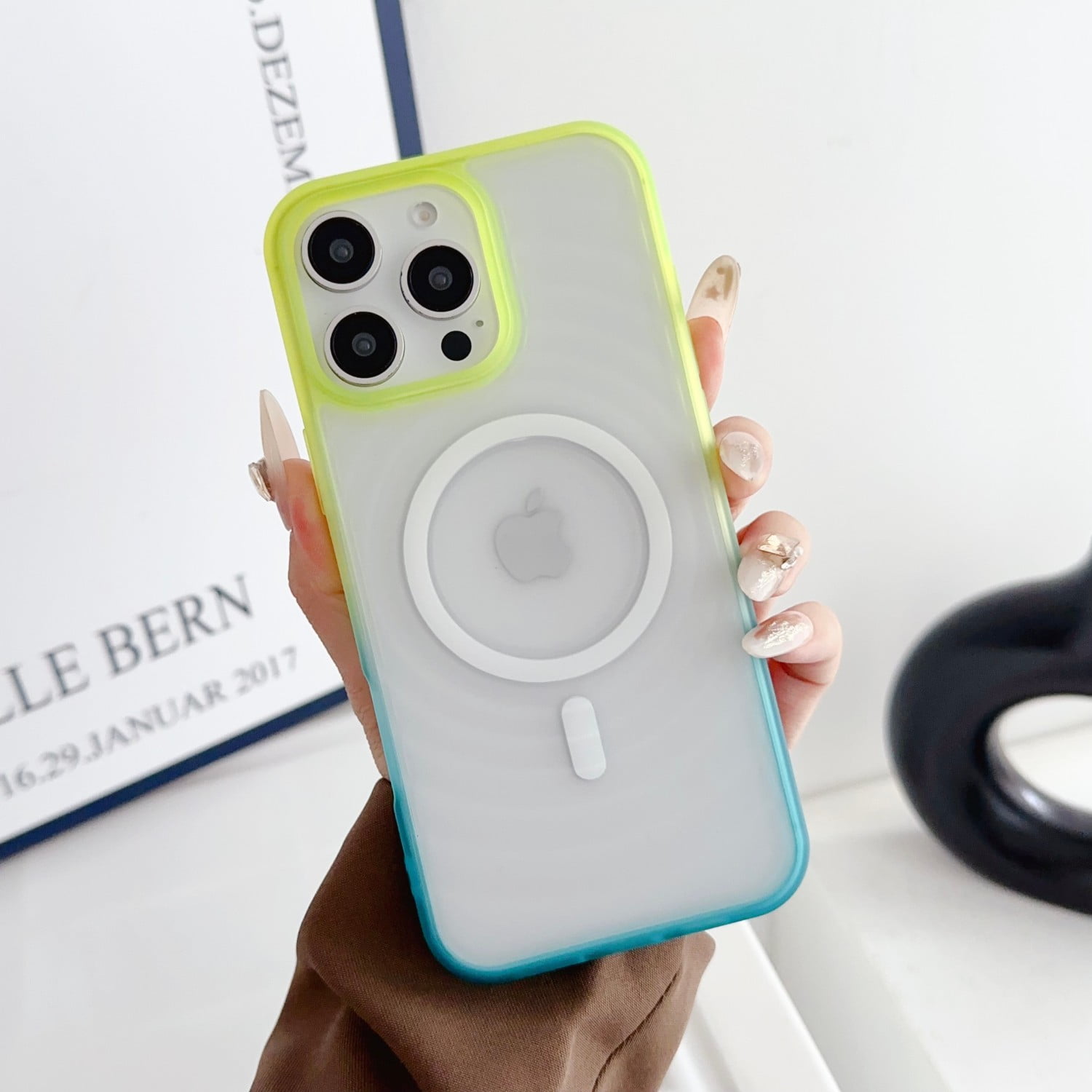 ELEHOLD Clear Magnetic Case For iPhone 13 Dual Color Water Ripples ...