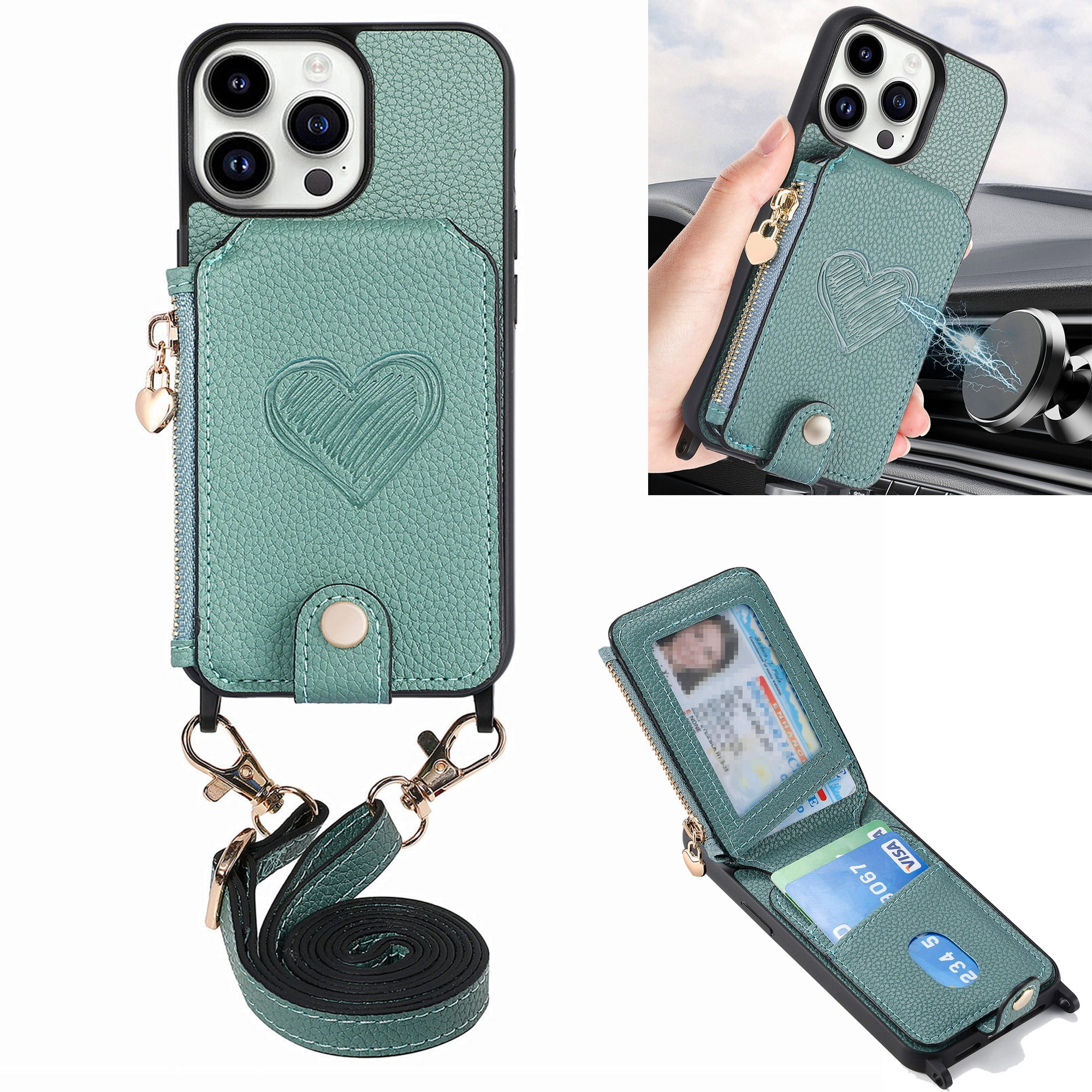 ELEHOLD Crossbody Wallet Case for iPhone 12 Pro, iPhone 12 Case with ...