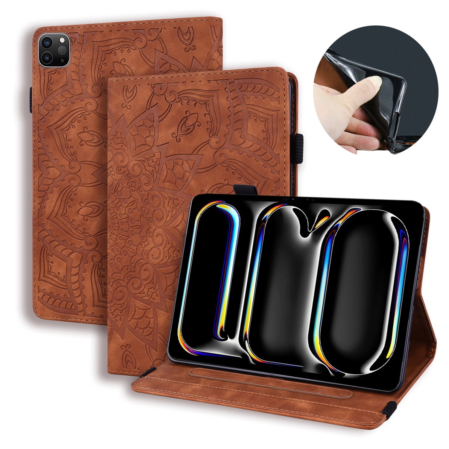 ELEHOLD Embossed Flower Pattern Case for iPad Pro 11 inch 2024,Premium ...