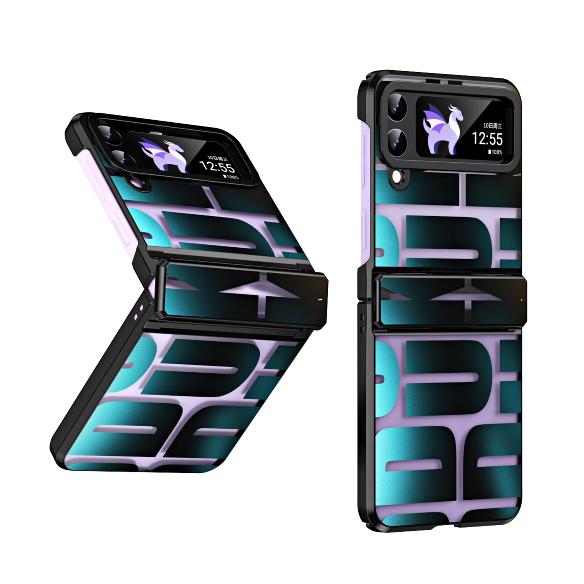 ELEHOLD Fashion Clear Case for Samsung Galaxy Z Flip 4,Clear Back PC ...