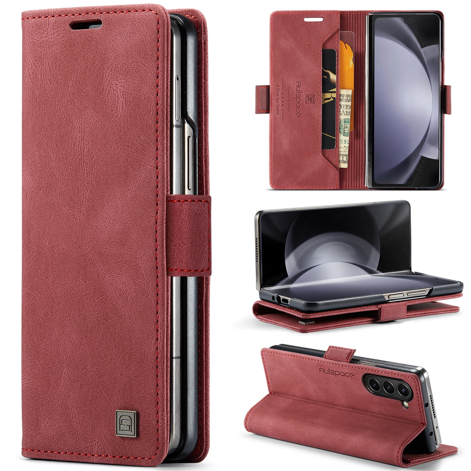 ELEHOLD Flip Wallet Case for Samsung Galaxy Z Fold 5, RFID Blocking ...