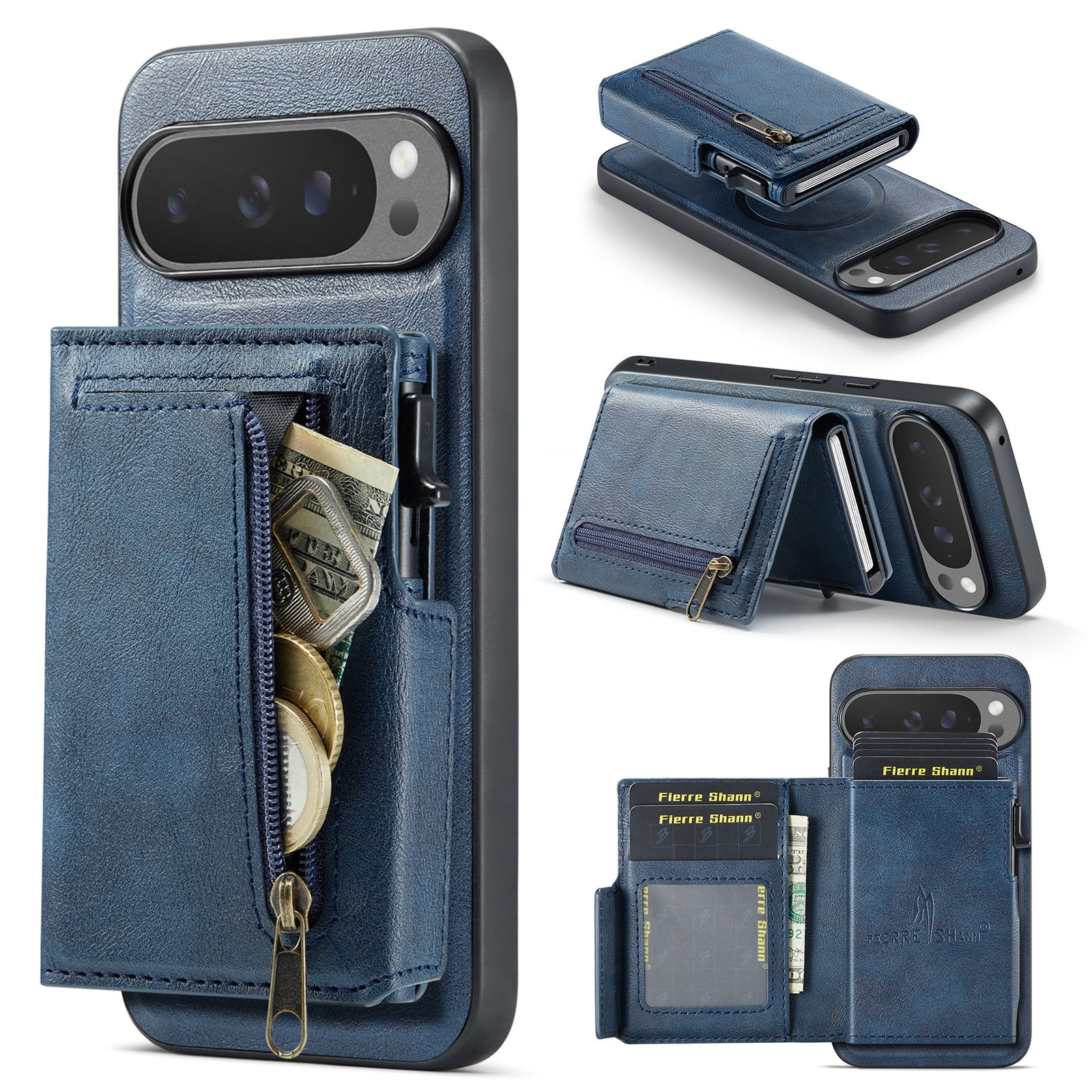 ELEHOLD For Google Pixel 10 Pro XL Magnetic Wallet Case, PU Leather 2 ...