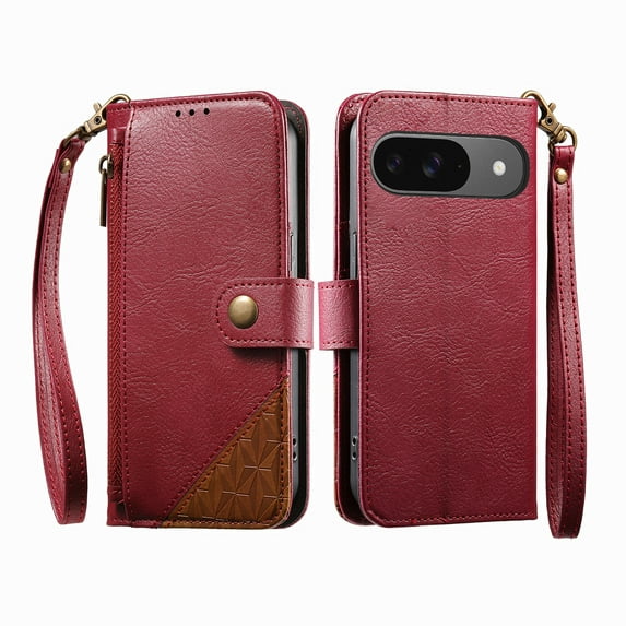 ELEHOLD For Google Pixel 9A Wallet Case,Business Leather Shockproof PU ...