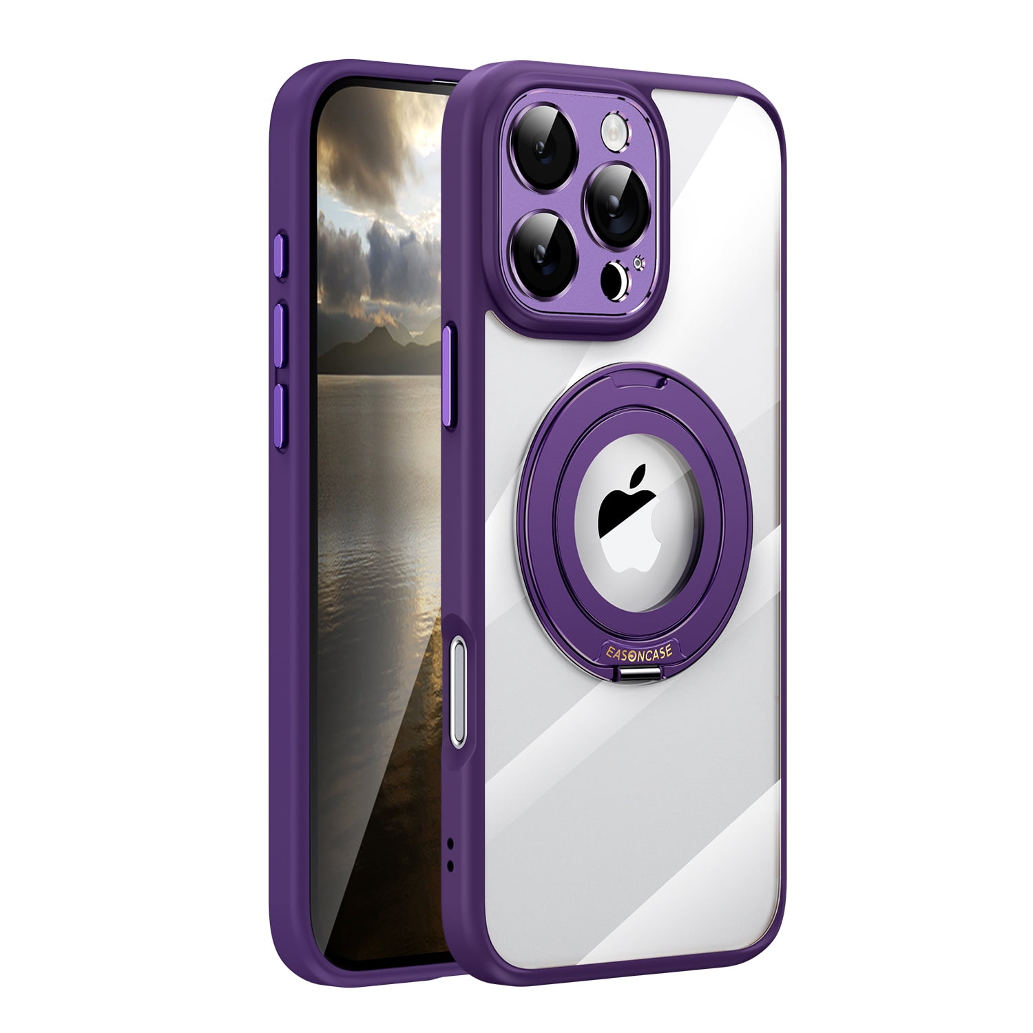 ELEHOLD For iPhone 16 Pro Max Magnetic Ring Stand Case Slim Shockproof Cover, Horizontal ...